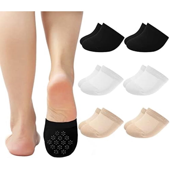 Toe Toppers No Show Liner Half Socks for Women Seamless Grip Non Slip ...