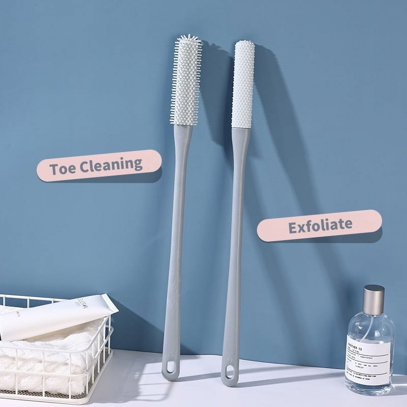 Toe and Foot Brush with Reusable Long 17” Handle for Cleaning Between ...
