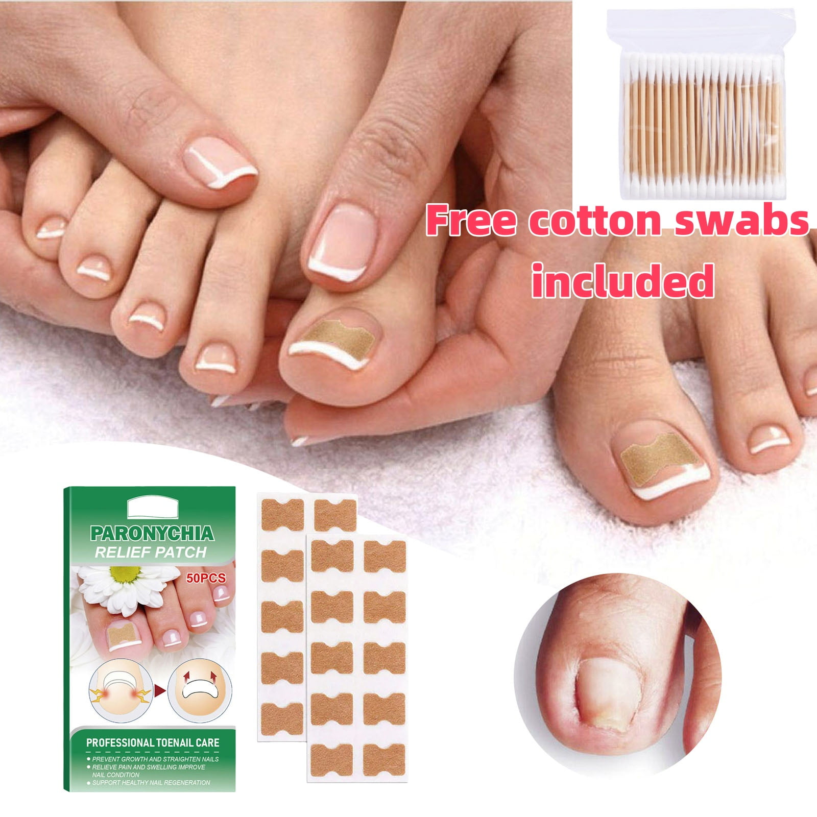 Toenail 100 Pcs No Glue Breathable Corrector Patch Toenail Corrector ...