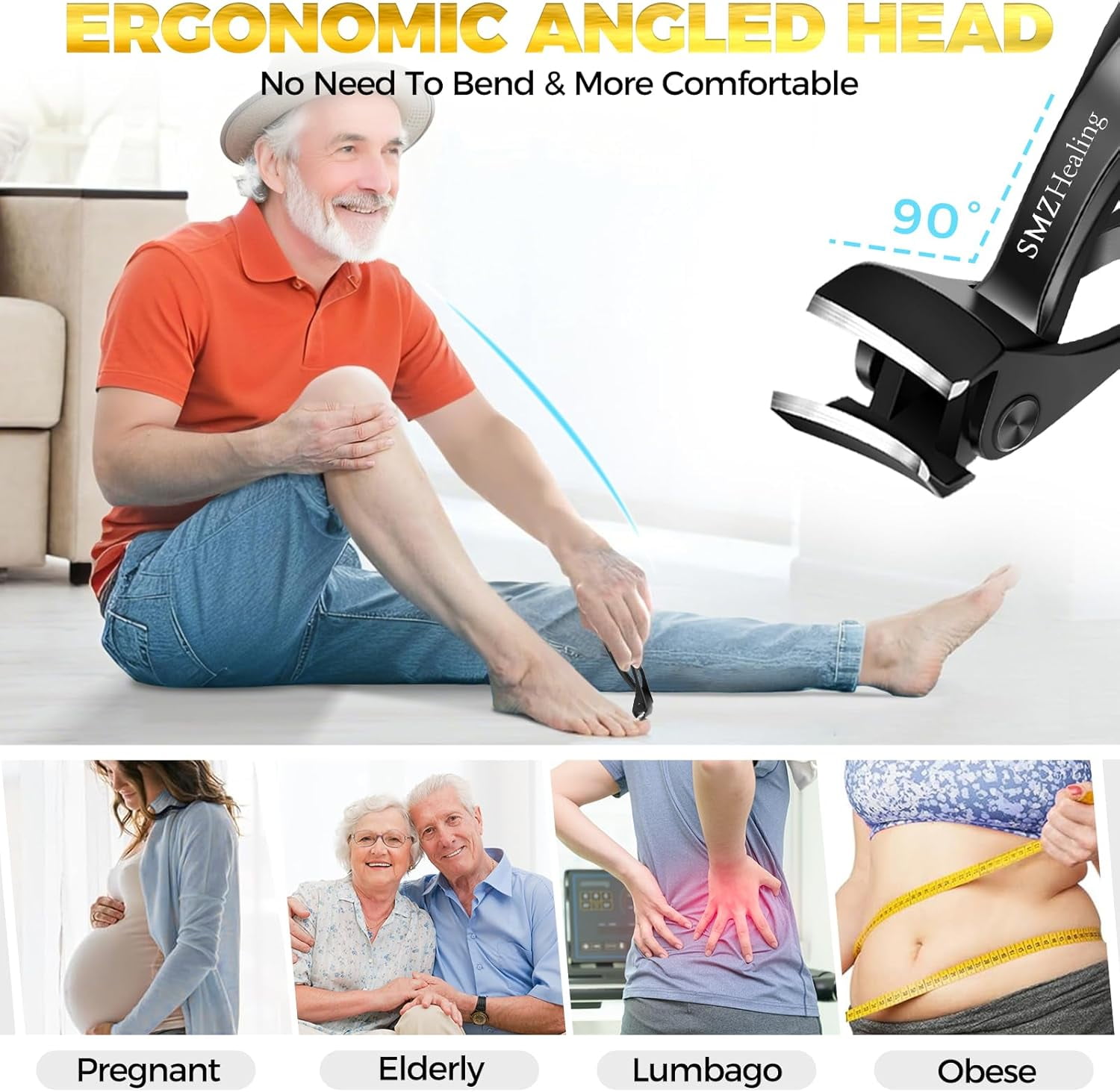 Toenail Clippers for Seniors Thick Toenails, 2025 Upgrade 15 Degrees ...