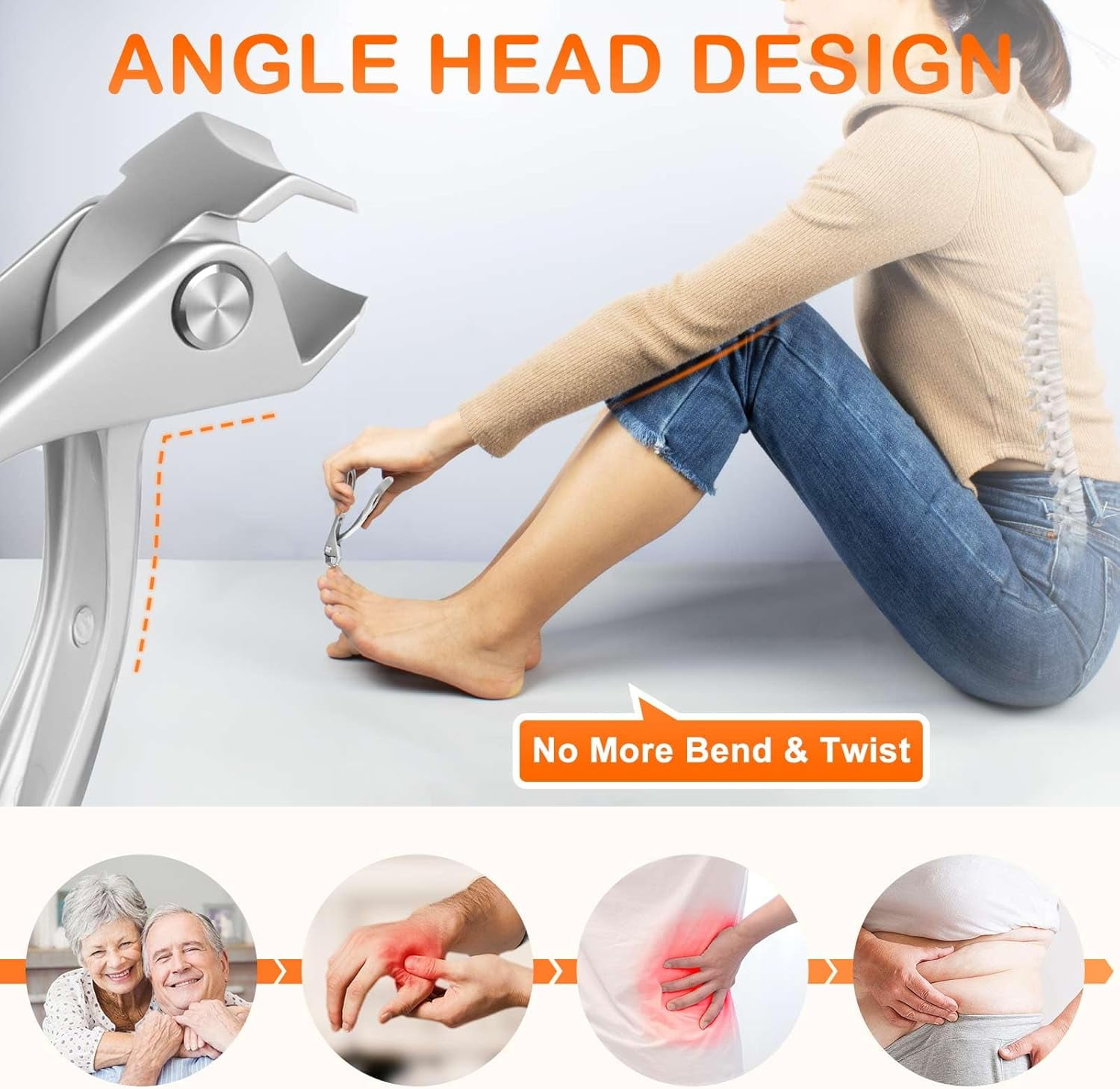 Toenail Clippers for Seniors Thick Toenails, Slanted Angled Head Large ...
