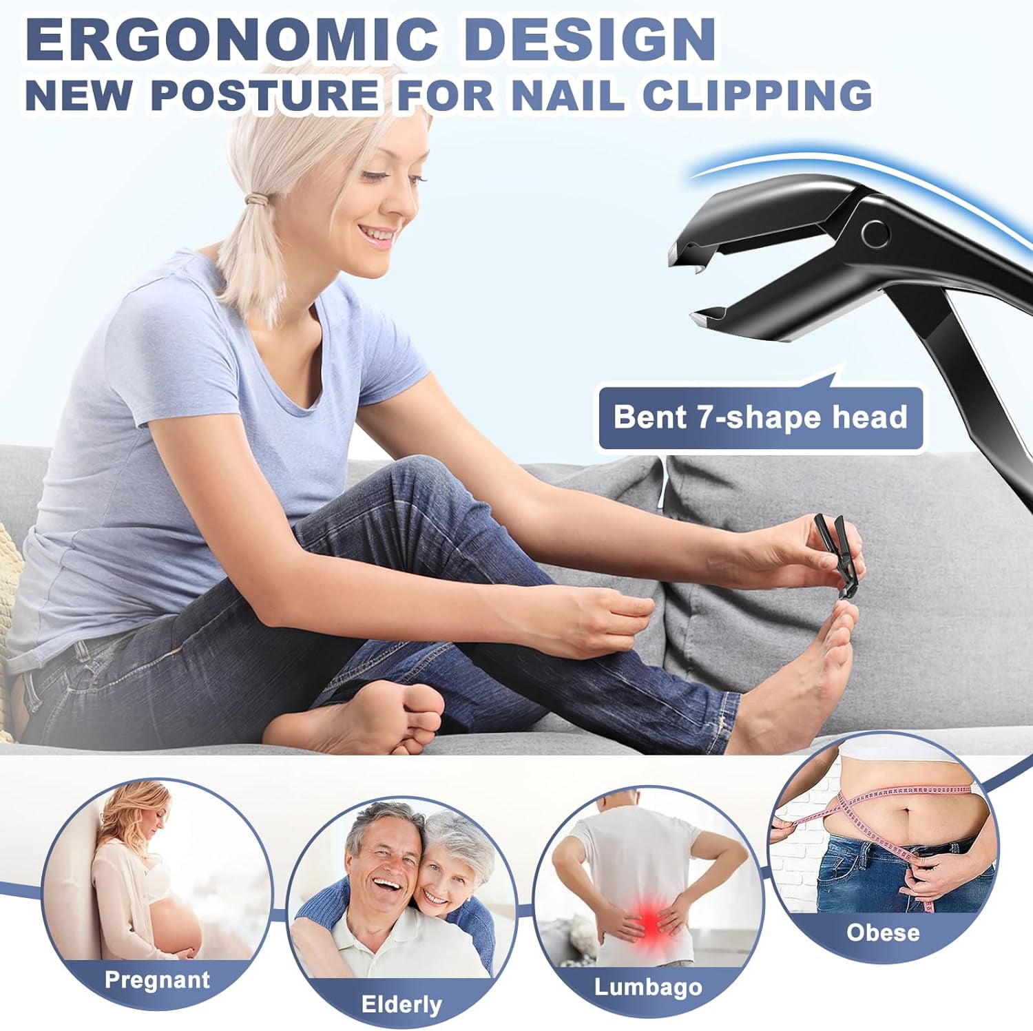 Toenail Clippers for Seniors Thick Toenails, Upgrade Angled Head Large ...