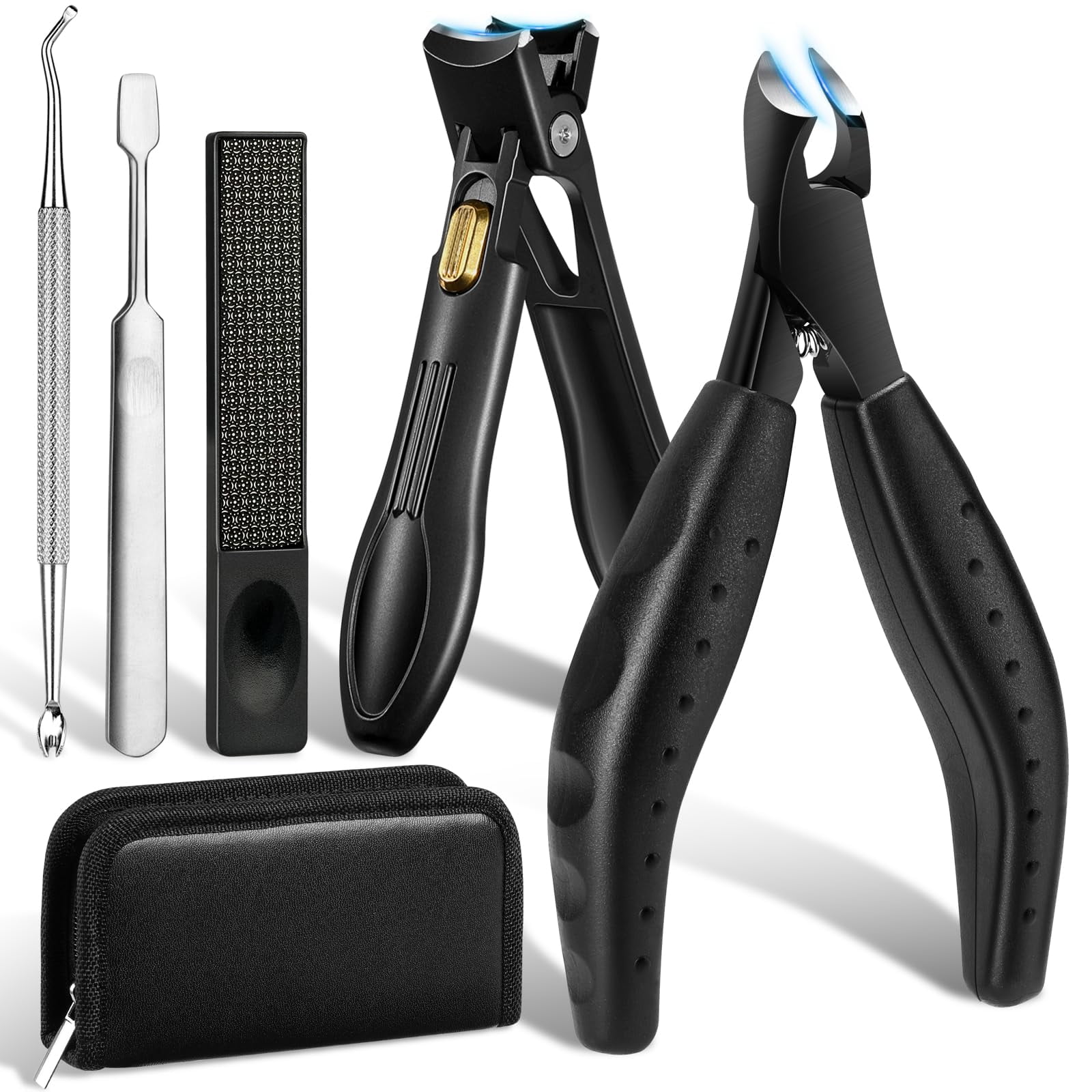 Toenail Clippers for Thick DHF10 & Ingrown Nails, Professional Clipper Set with Pedicure Tool ...