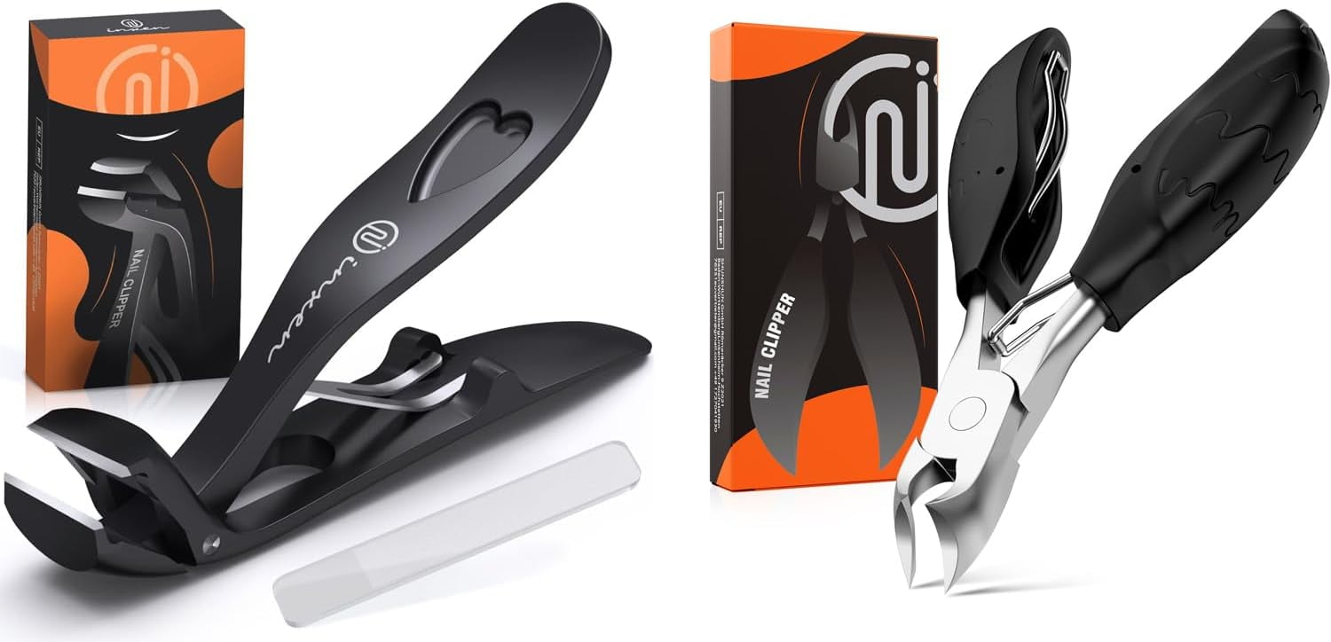 Toenail Clippers for Thick Nails - Angled Head, Wide Jaw, Ergonomic ...