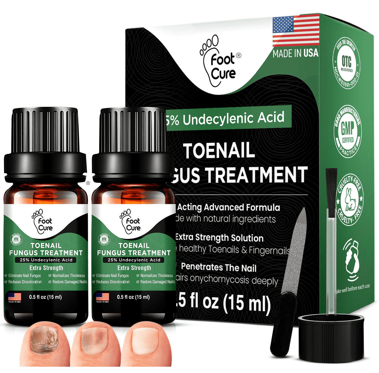 Foot Cure Toenail Fungus Treatment Extra Strength, 25% Undecylenic Acid ...