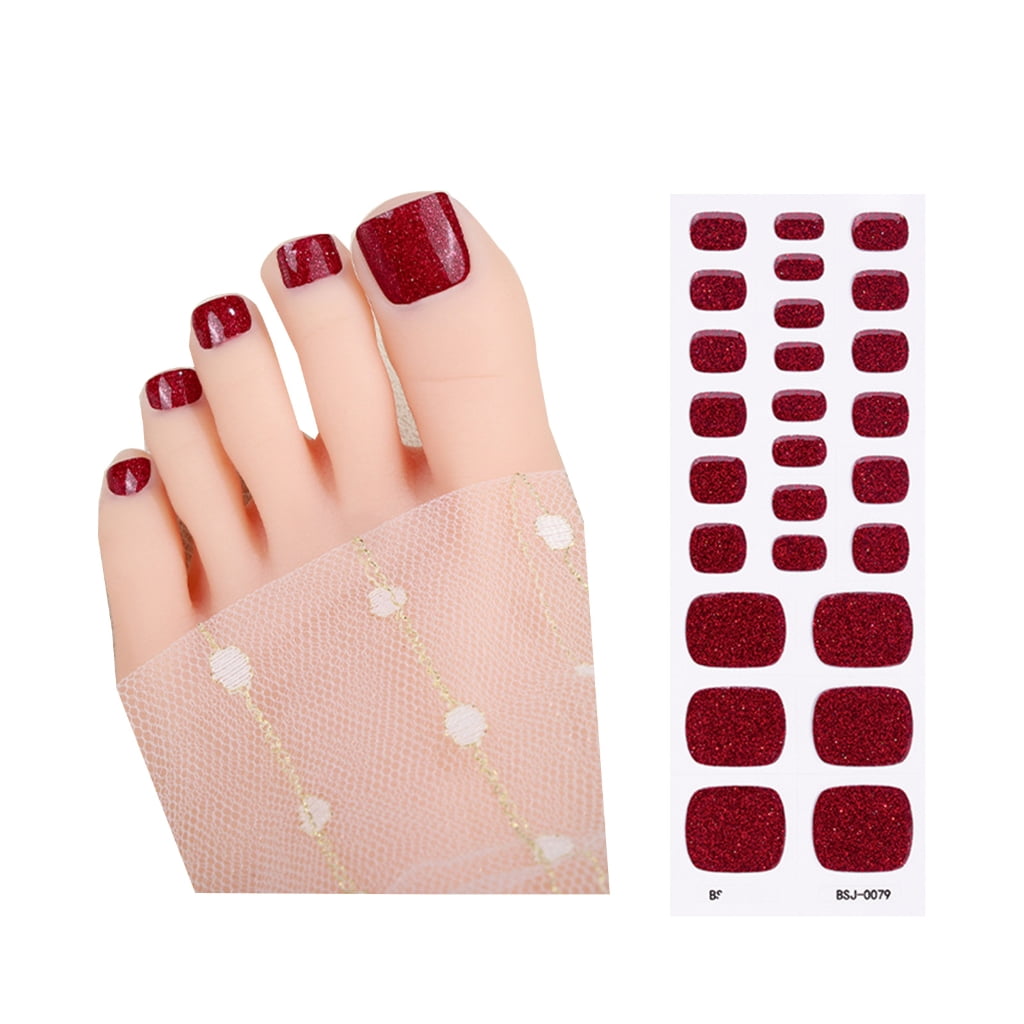 Toenail Stickers Semi Cured Gel Toenail Polish Strips Pedicures Nails ...