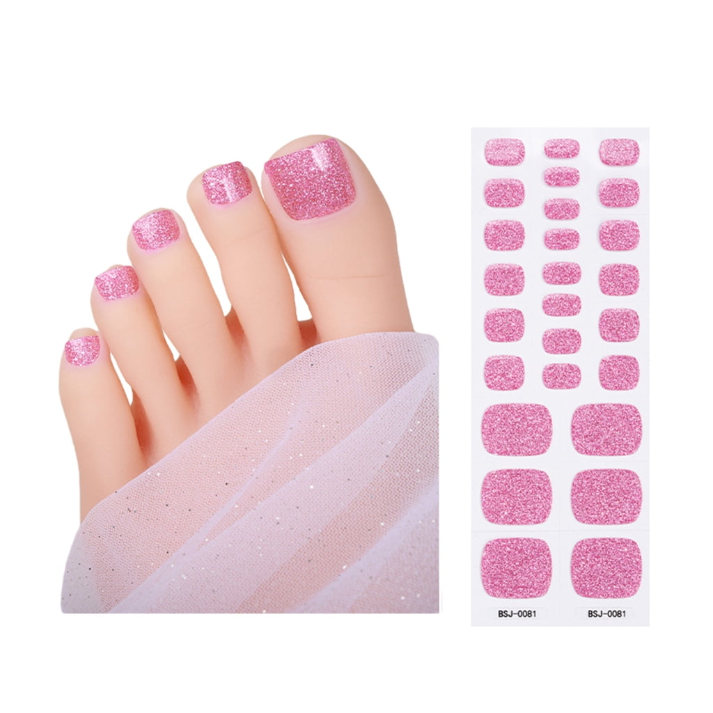 Toenail Stickers Semi Cured Gel Toenail Polish Strips Pedicures Nails ...