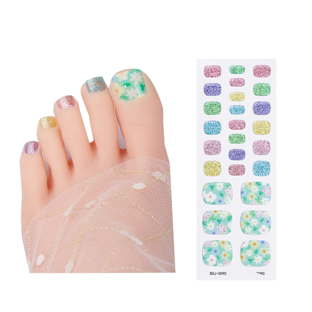 Toenail Stickers Semi Cured Gel Toenail Polish Strips Pedicures Nails ...