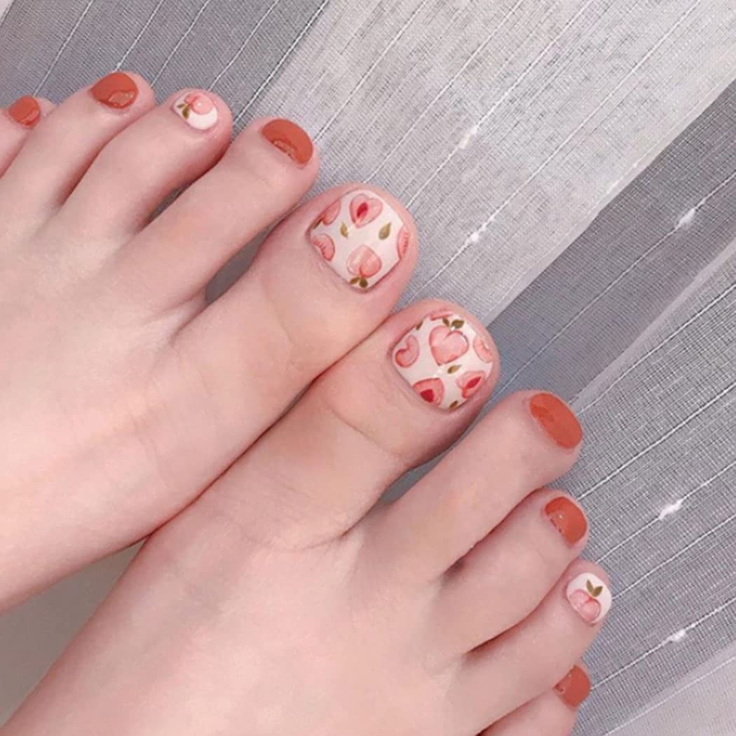 Toenails False Nails Cute Press on Toenails Gradient Summer Fake Nails ...