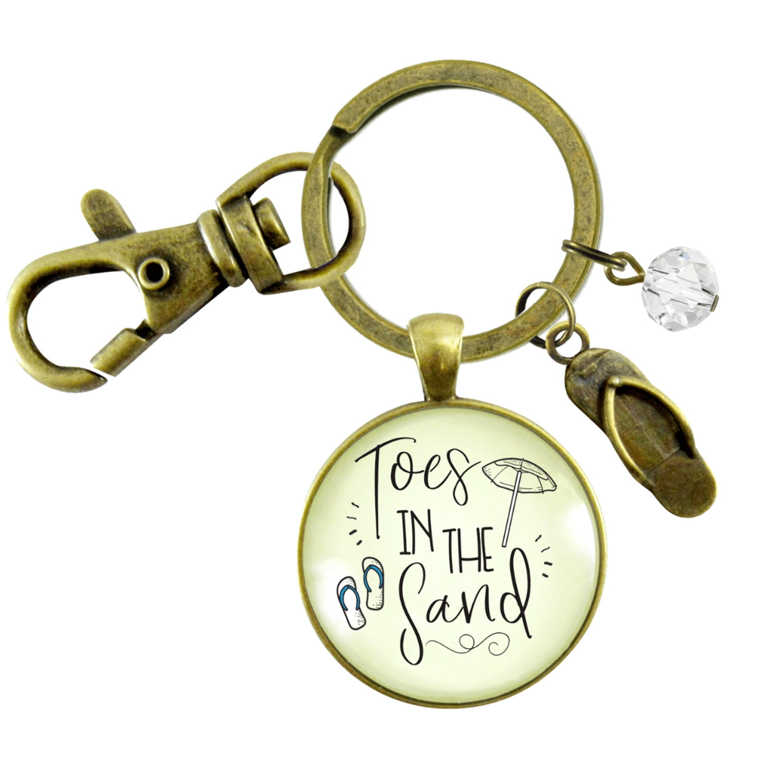 Toes in the San Beach Keychain Ocean Bronze Nautical Ocean Style Flip ...