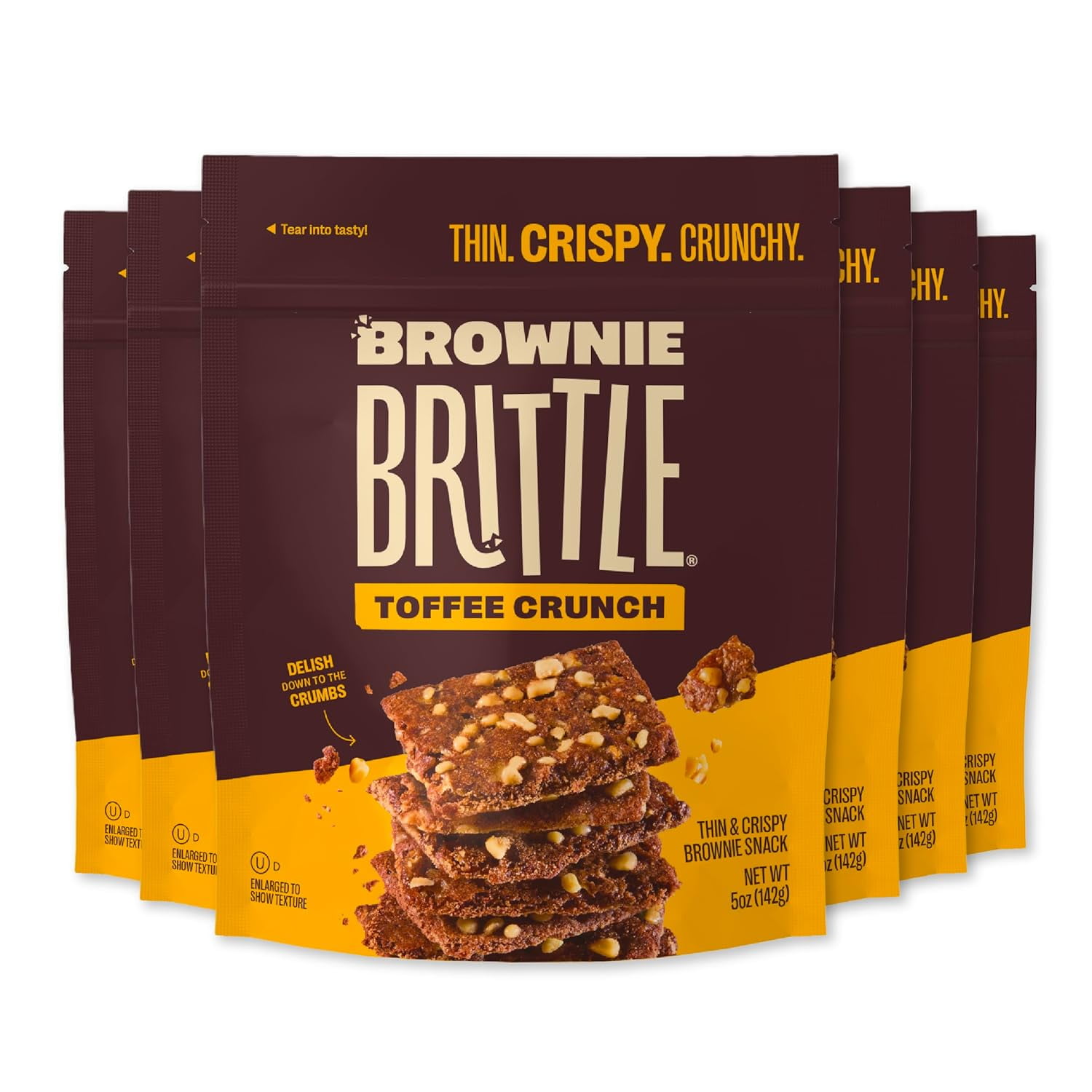 Toffee Crunch Thin and Crispy Sweet Snacks (Pack of 6, 5 oz), Rich ...
