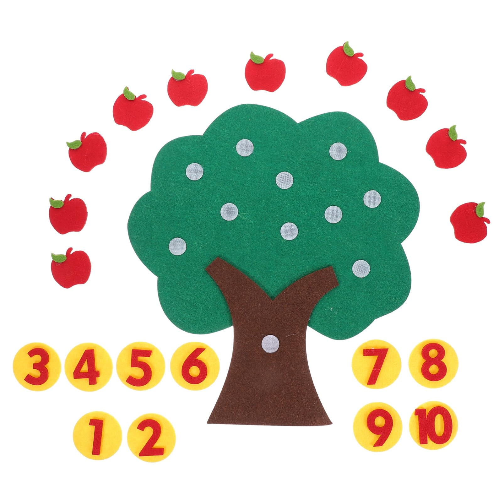 Tofficu 1 Set Felt MMF7 Apples Tree Cognitive Pairing Math Teaching Aid ...