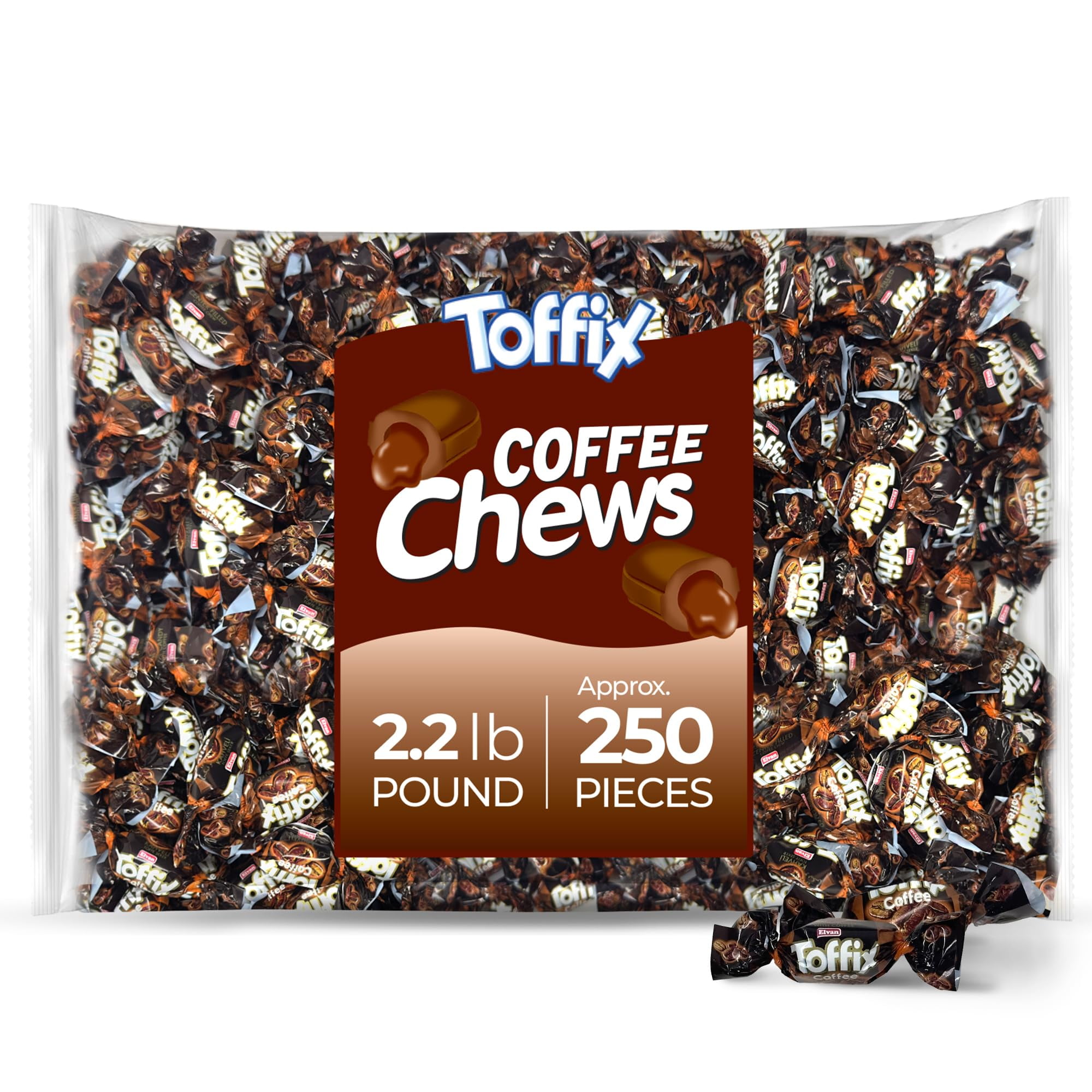 Toffix Coffee Chews, Center-Filled Soft Chewy Candy, 250 Pieces of ...
