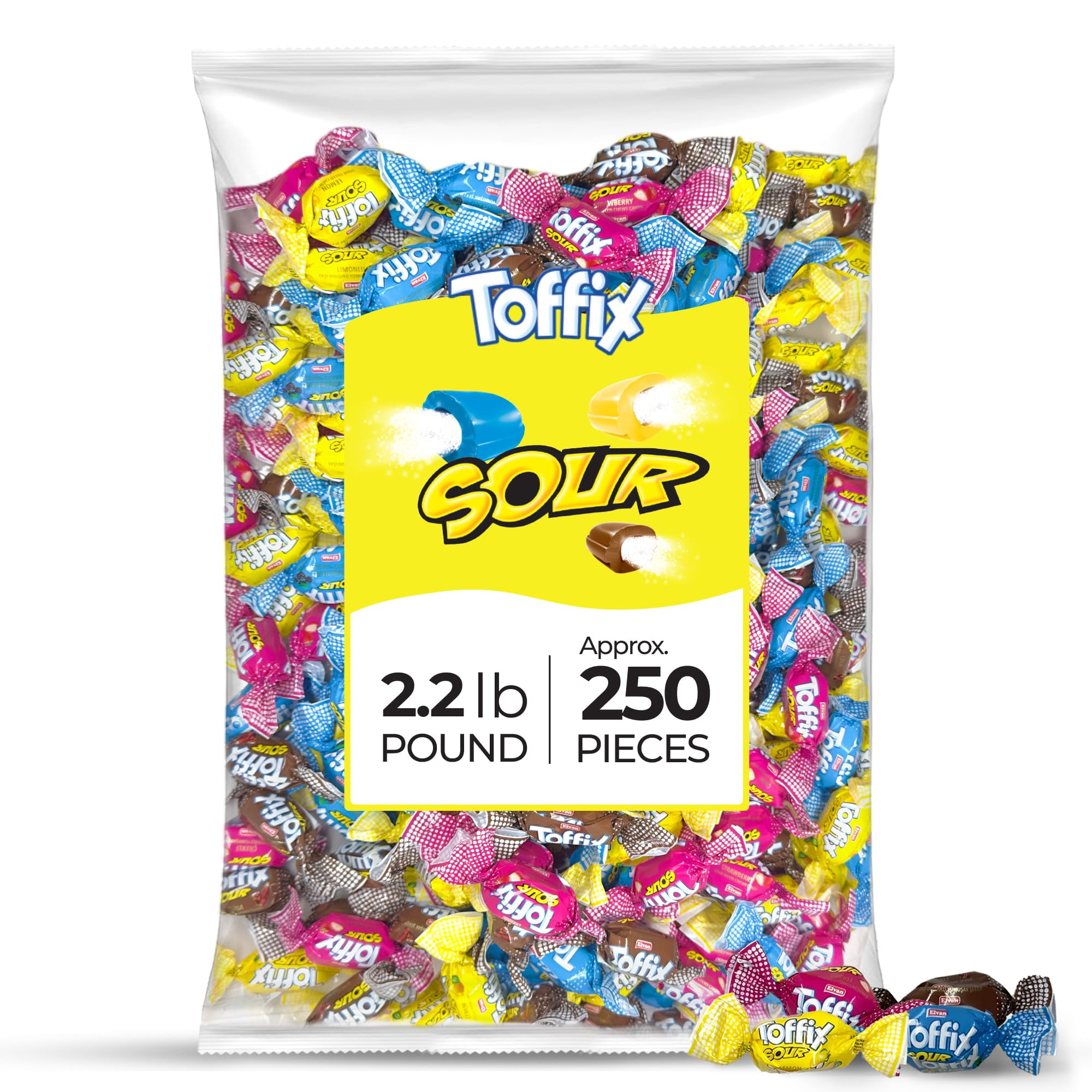Toffix Sour Chews, Center-Filled YYF14 Soft Chewy Candy, 250 Pieces of ...