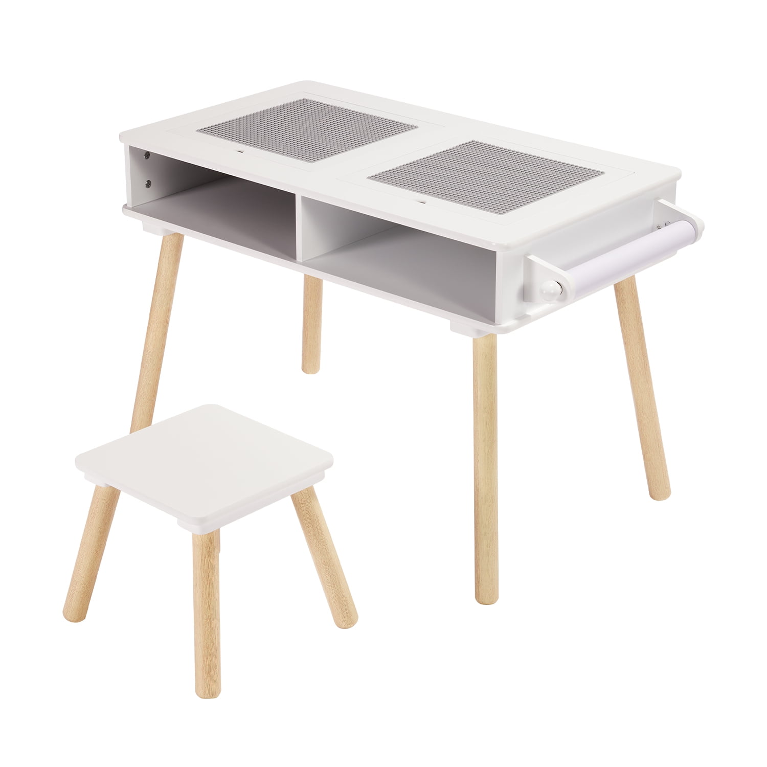 Toffy & Friends Wooden Activity Table & Stool Set, White, for 3 Years Old Kids - Walmart.com