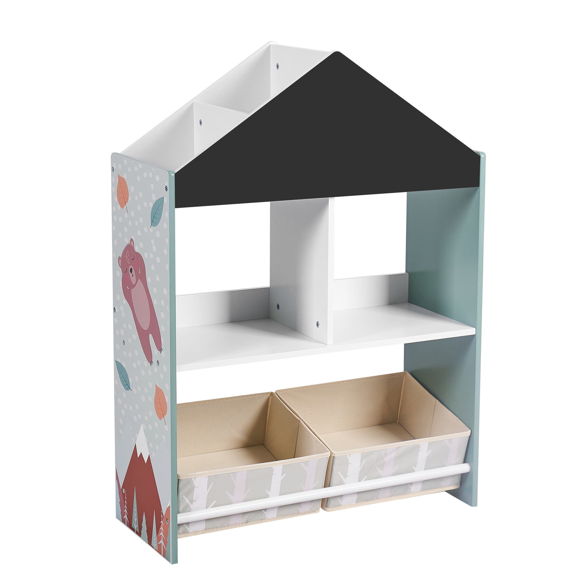 Toffy & Friends Kids Wooden Multi-Use Bookshelf 6 Cube 3 Shelf Bookcase,Animal Color - Walmart.com