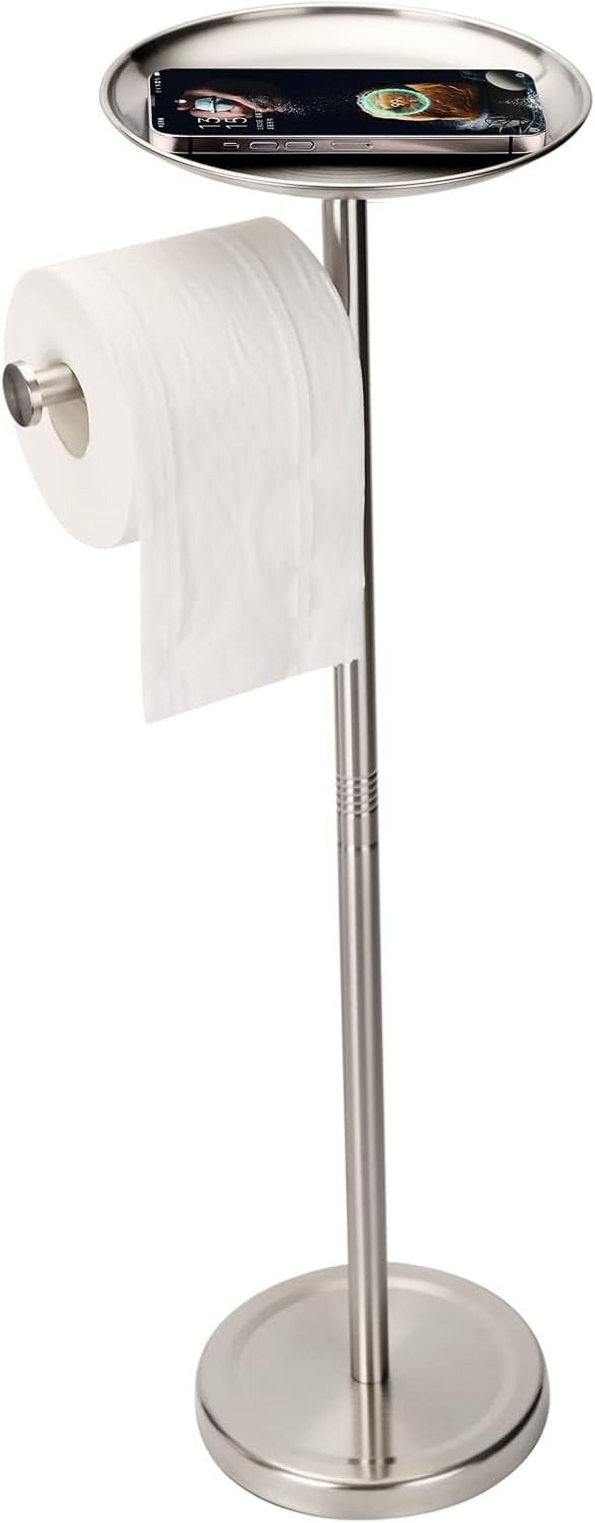 Tofix Freestanding Toilet Paper Holder with Shelf and Tray, Stainless ...