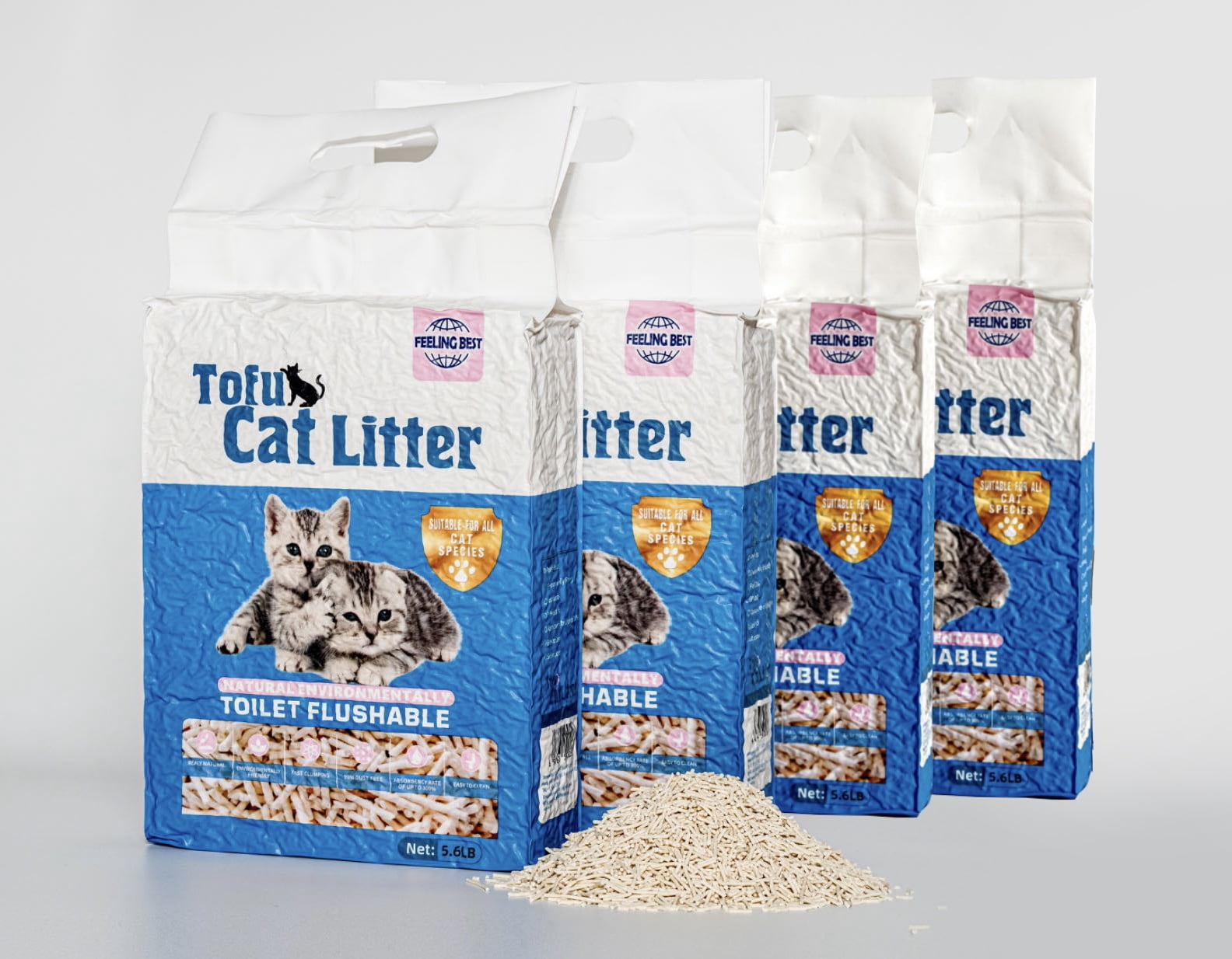 Tofu Cat Litter 22.4 LB (5.6 lb×4bag) Clumping, 100% Natural Raw ...