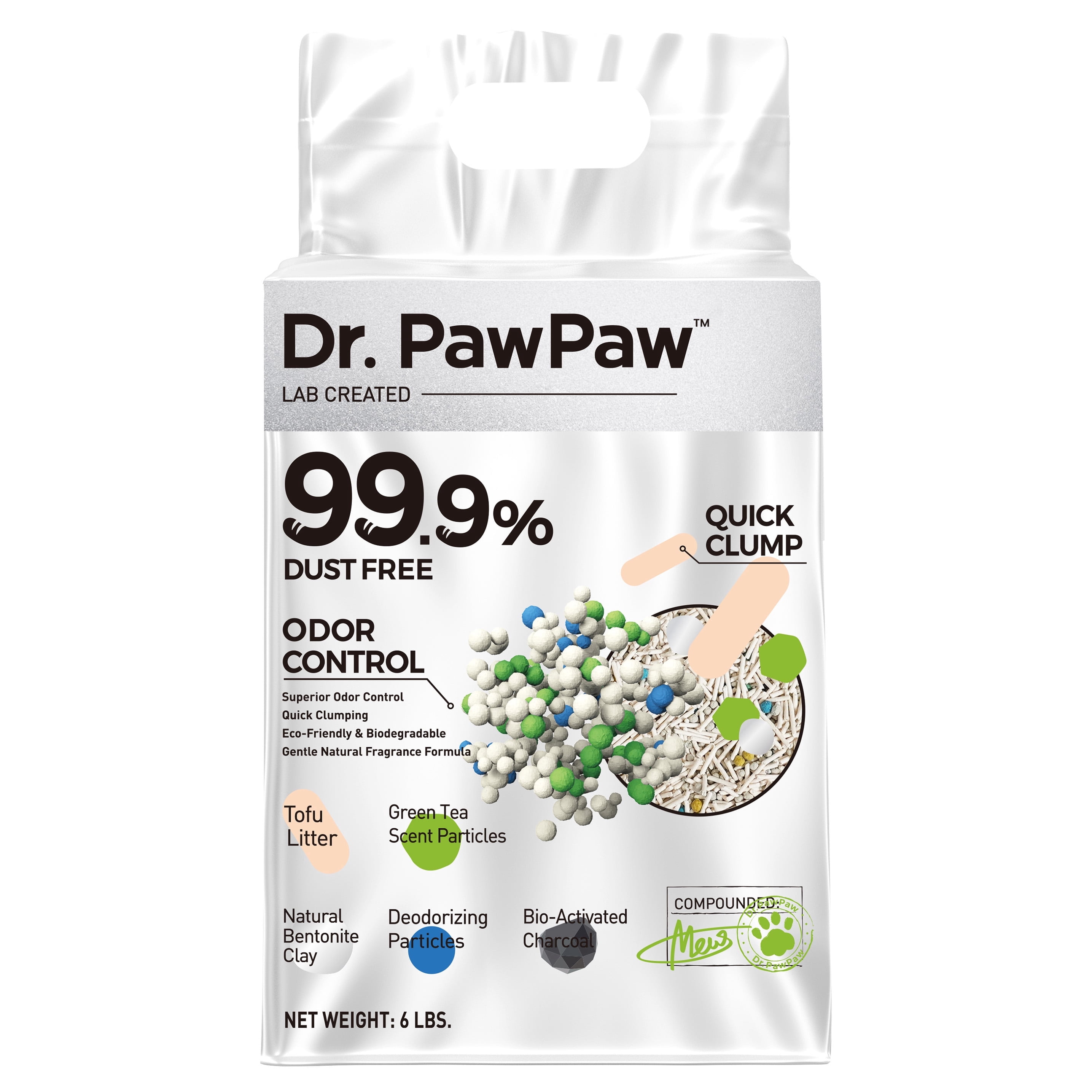 Tofu Cat Litter, Dr. PawPaw Clumping Cat Litter, Green Tea Scent 6 lb ...