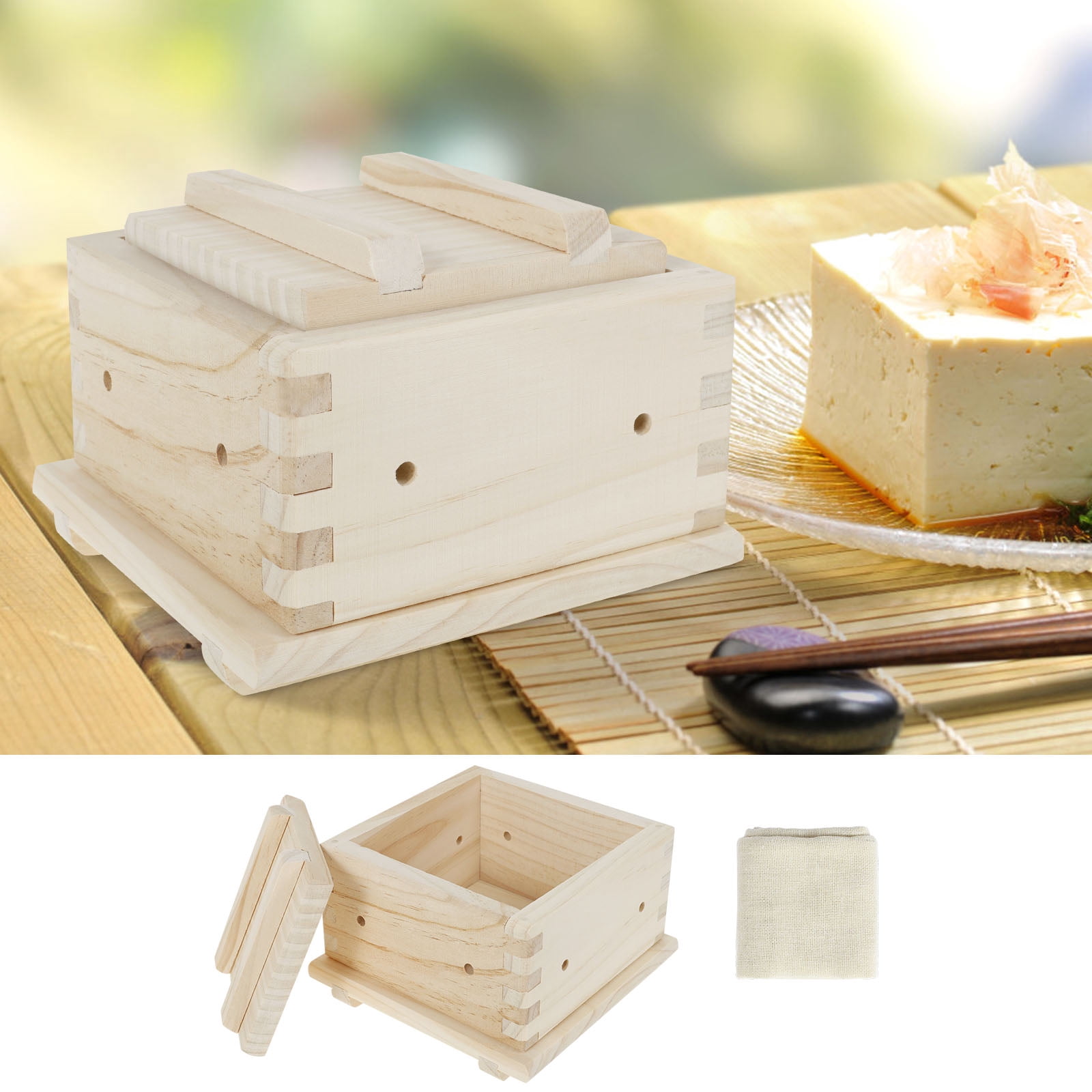 Tofu Maker Kit Wooden Tofu Pressing Mold with Drain Hole DIY Homemade ...