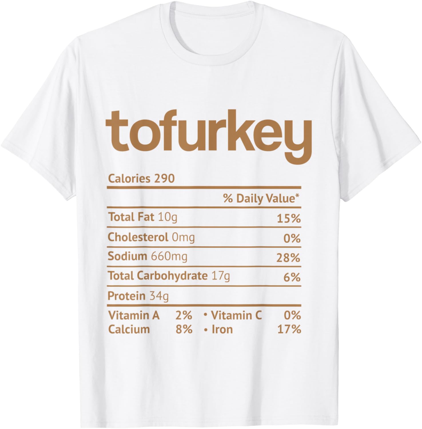 Tofurkey Nutrition Facts Funny Thanksgiving Christmas Food T-Shirt ...