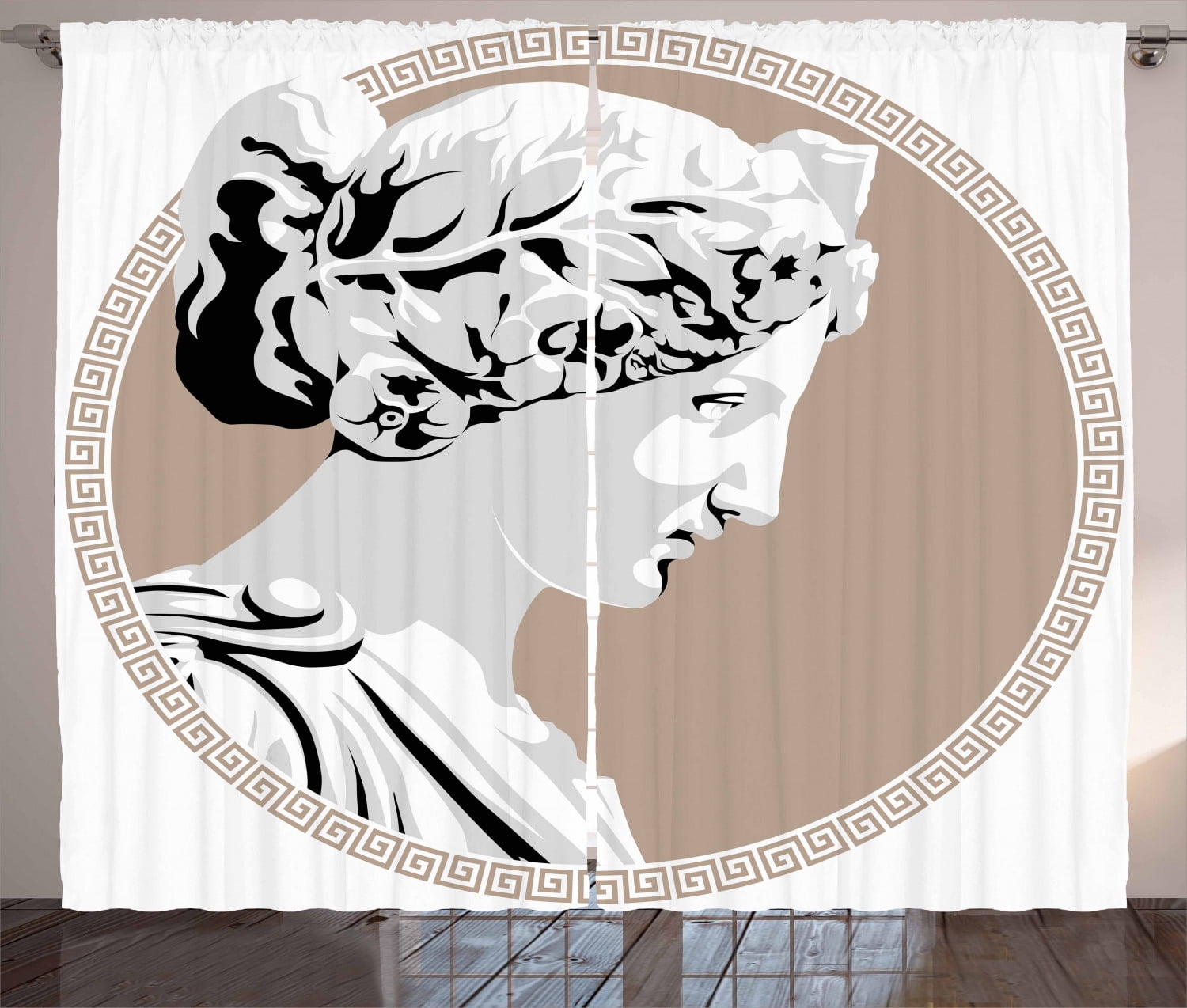 Toga Party Curtains 2 Panels Set, Ancient Statue European Folk Beauty ...