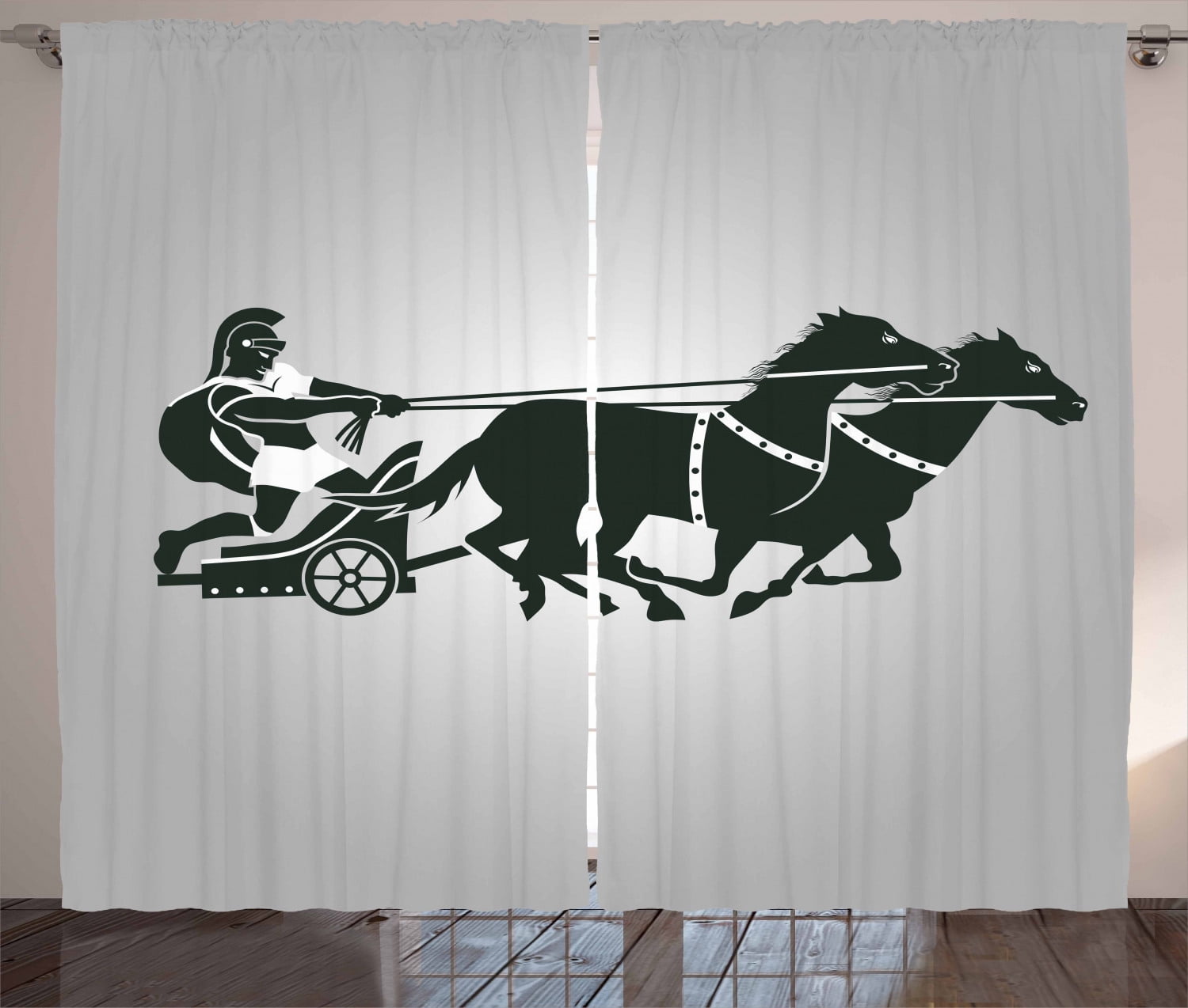Ambesonne Retro Curtains 2 Panel Set, Chariot Gladiator, 108" x 108 ...