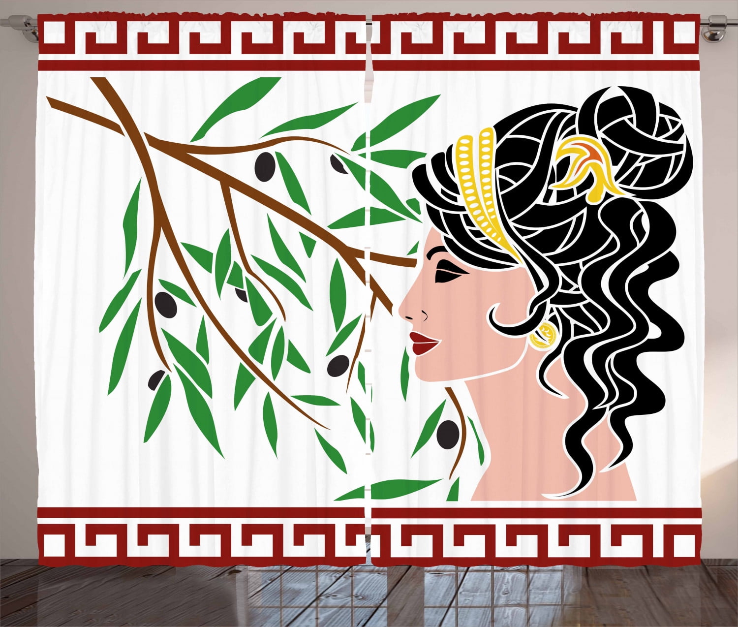 Ambesonne Retro Curtains 2 Panel Set, Aphrodite Profile, 108" x 84 ...