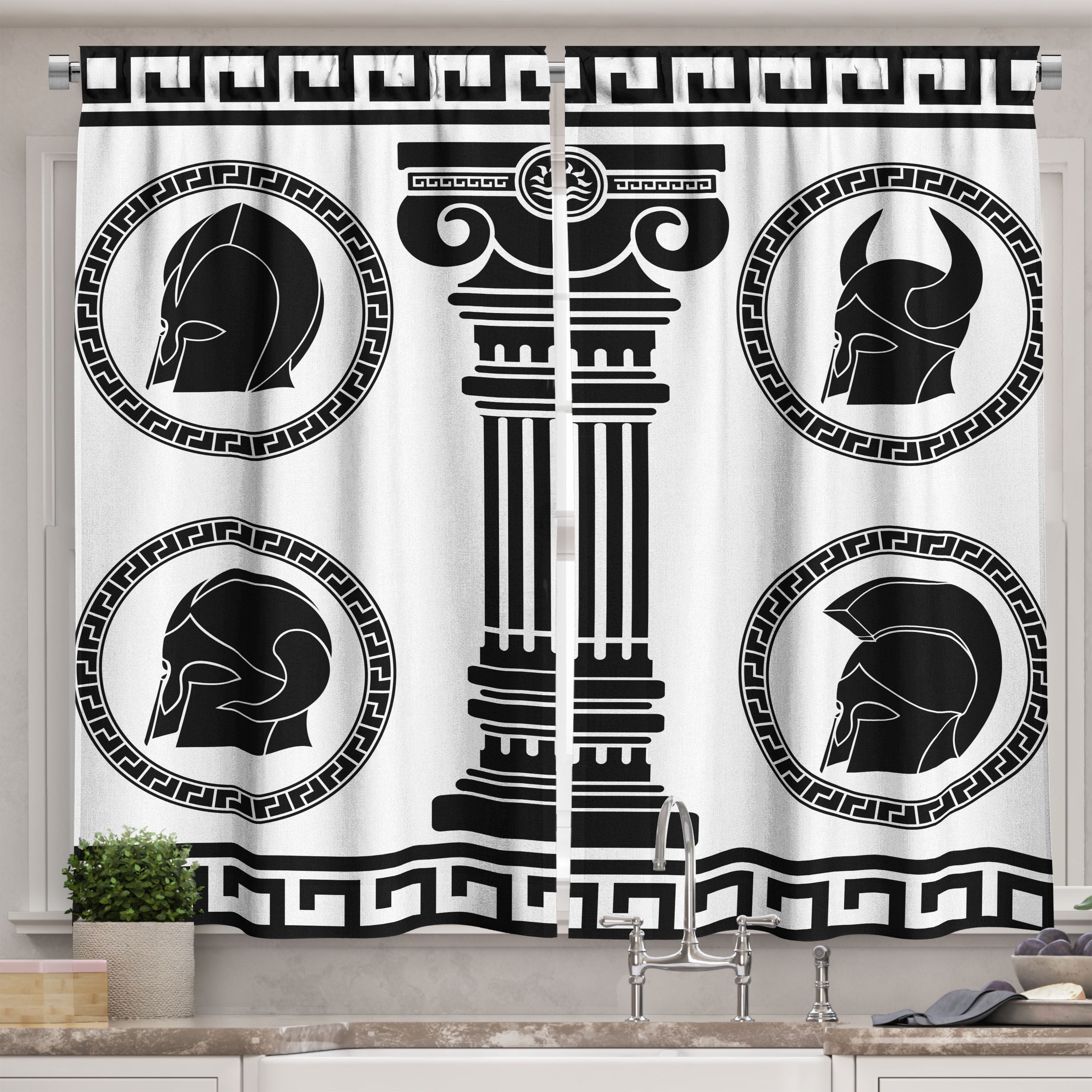 Toga Party Curtains 2 Panels Set, Patterned Circular Frames with ...