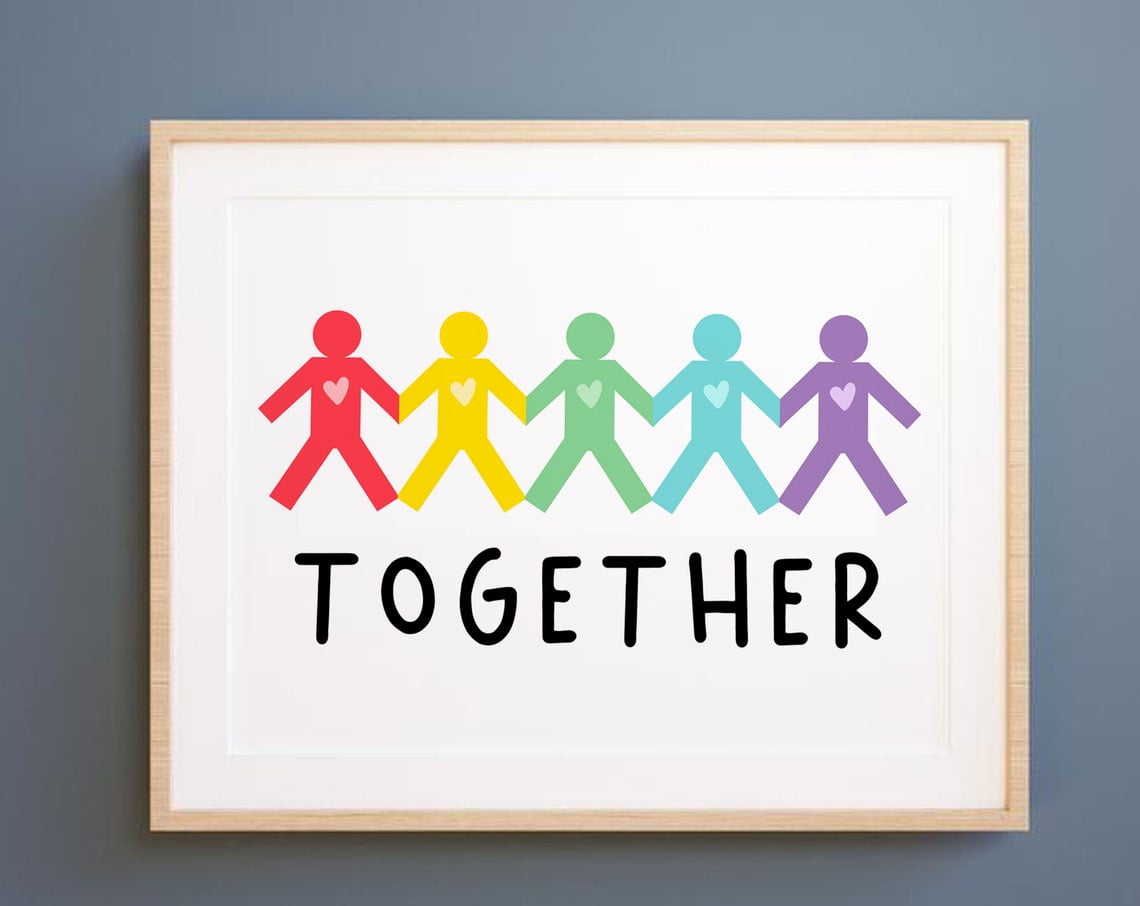 Together Diversity Wall Art, Classroom Decor, Motivational Art ...