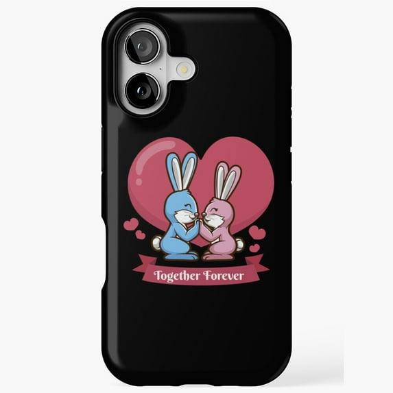 Together Forever Rabbit Valentines Day iPhone Case 17 through 11 Pro ...