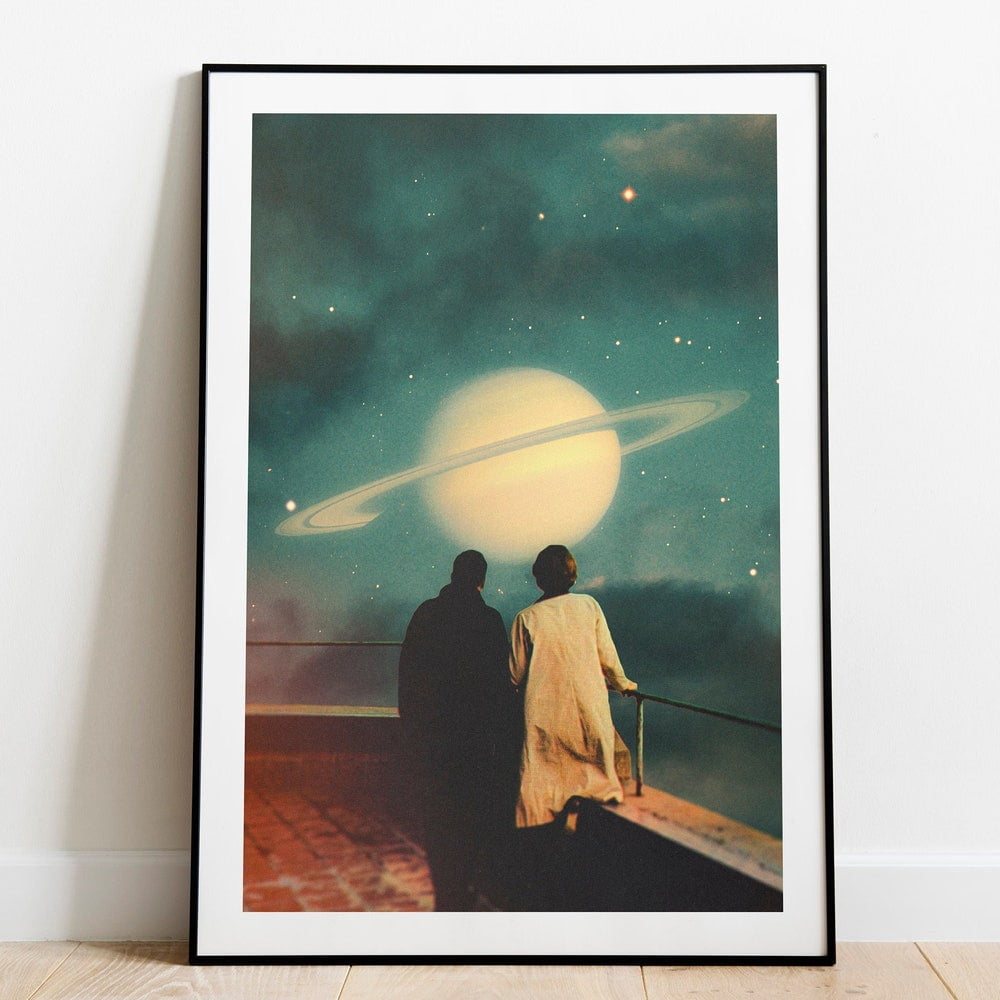Together Forever, Romantic Space, Collage Poster, Retro Galaxy Art ...