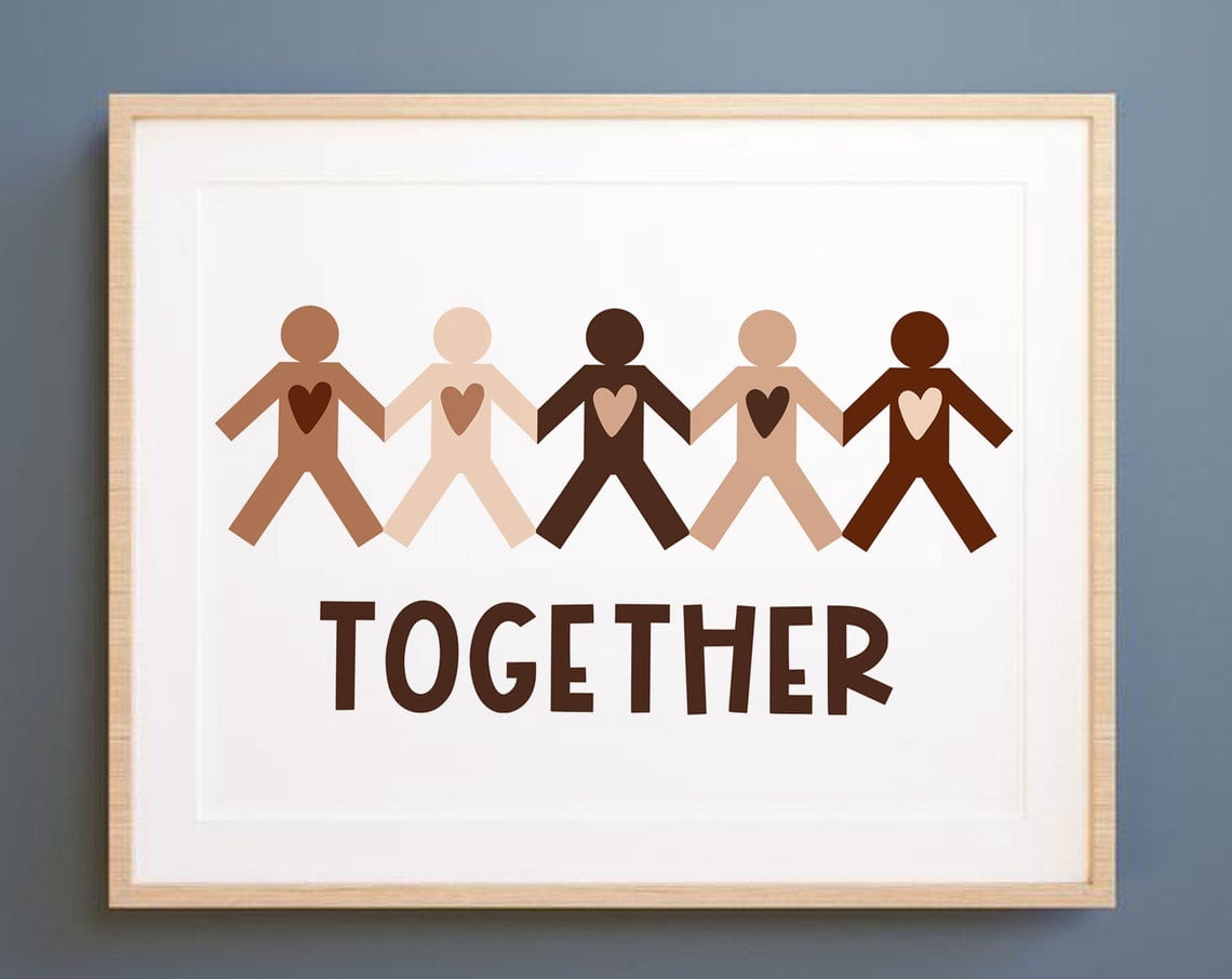 Together, Kids Diversity Print, Human Diversity, Wall Art, Skin Tone ...