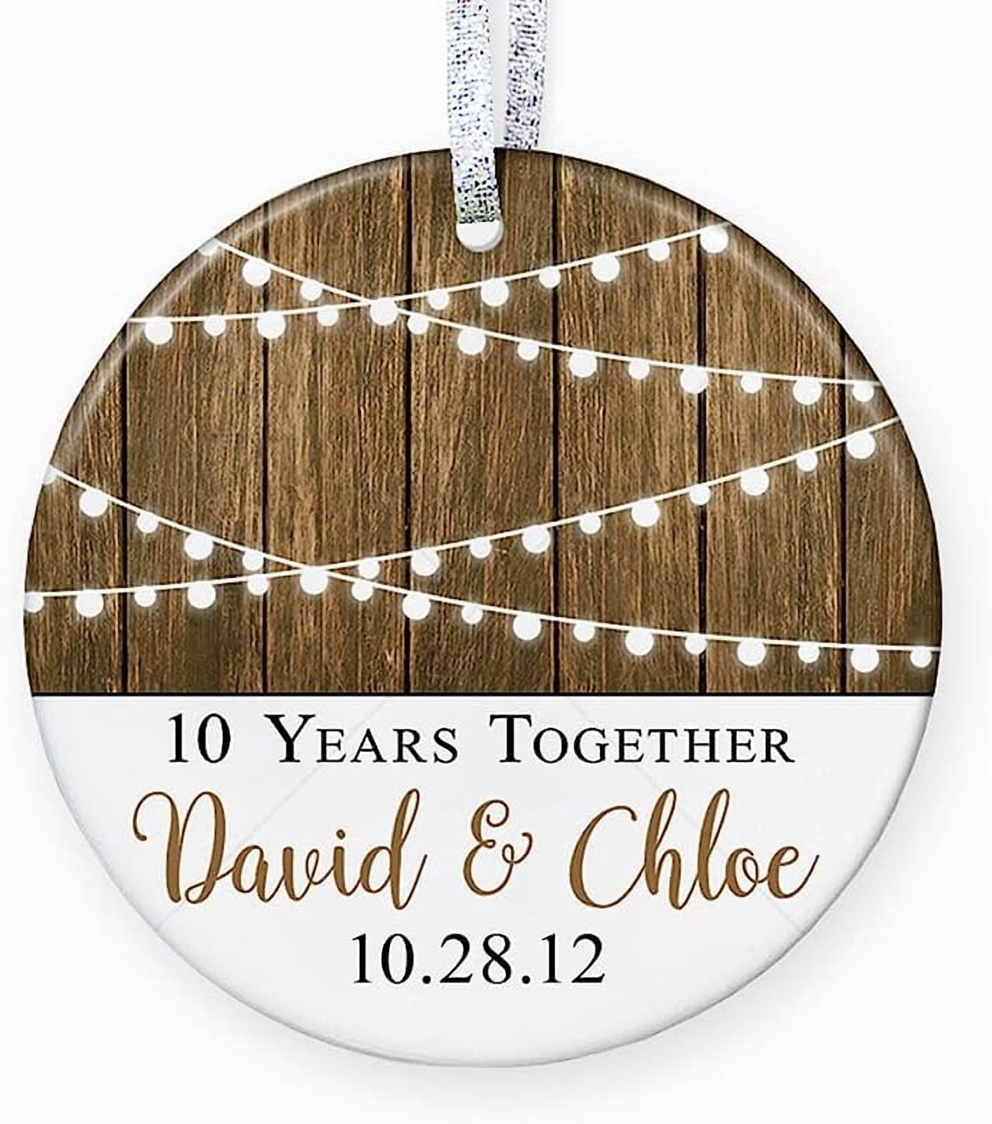 Together Ornament for Couple, Rustic Wood Look Ceramic Keepsake with ...