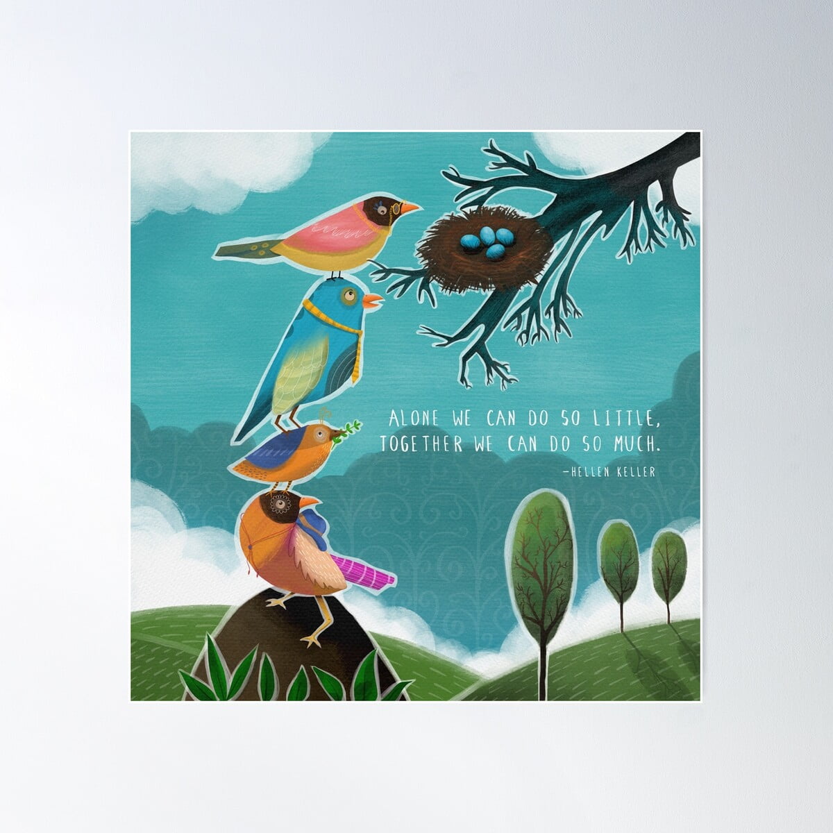Together We Can Do So Much - Bird Print Poster Wall Art, Modern Wall ...