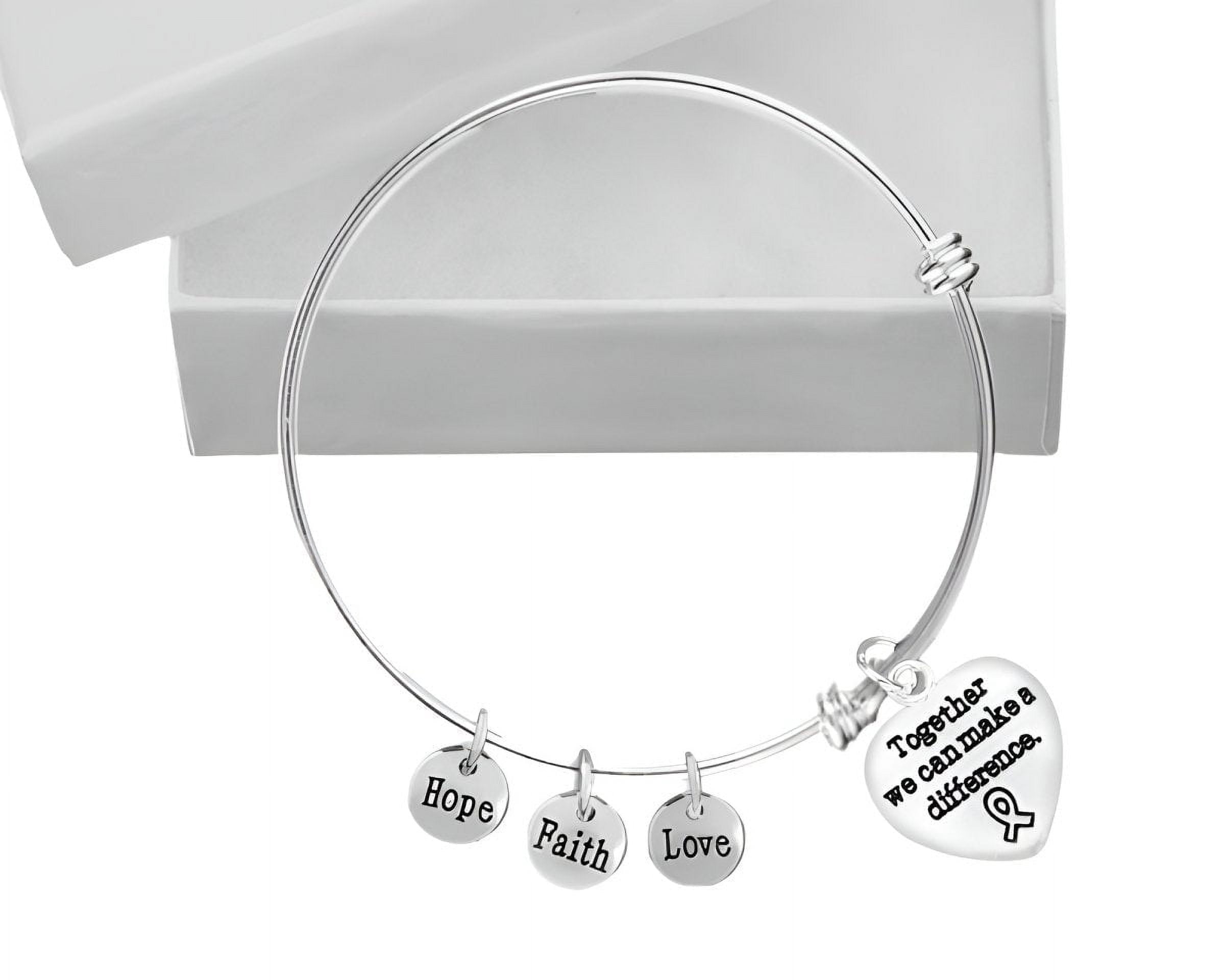 "Together We Can Make A Difference" Heart Charm Retractable Bracelets ...