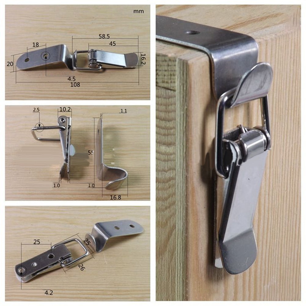 Toggle Latch Silver Spring Stainless Steel 4 Pcs Business Clip Draw ...