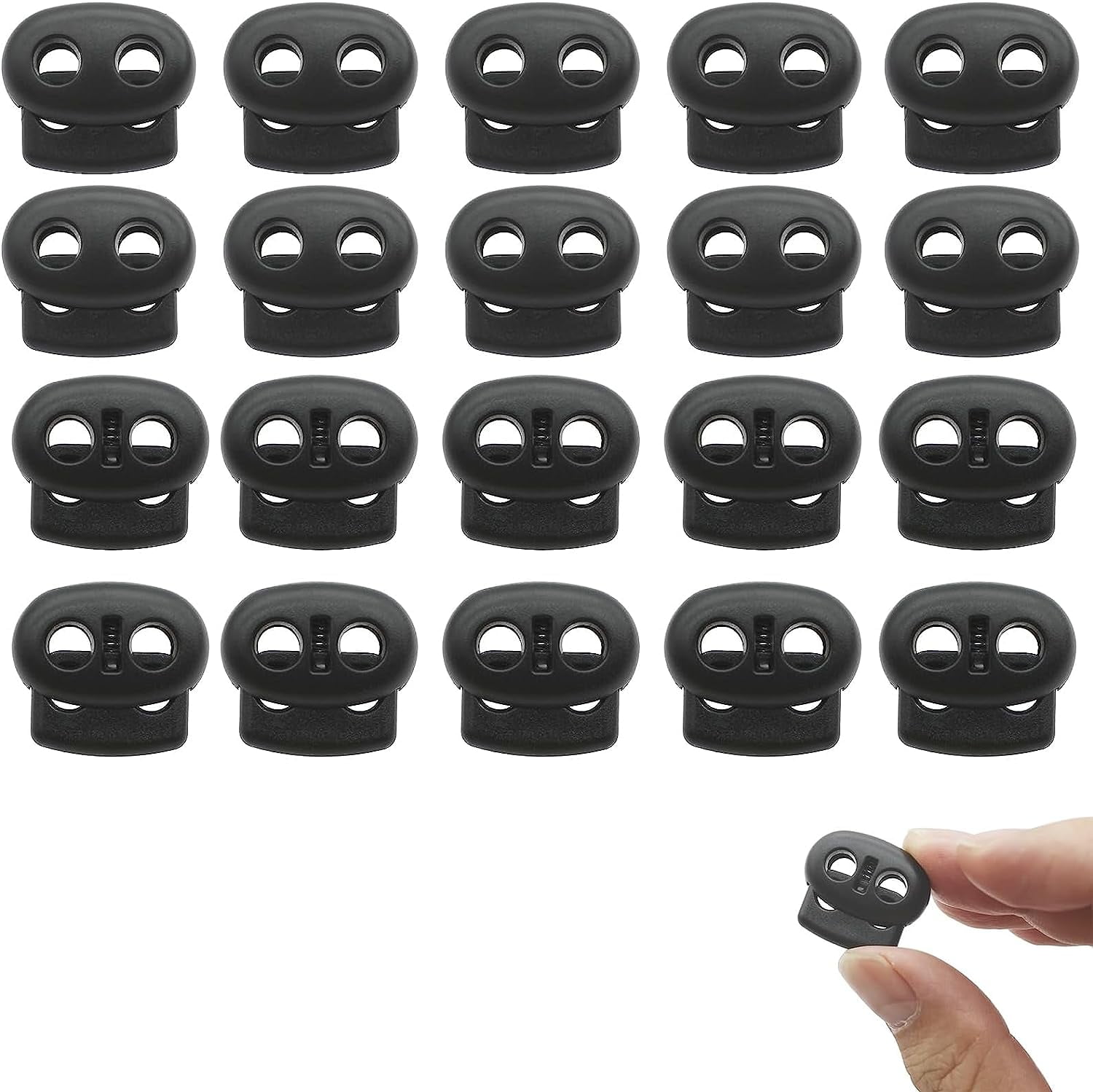 Toggles for Drawstrings, Black Dual-Holes Spring Cord Locks, Drawstring ...