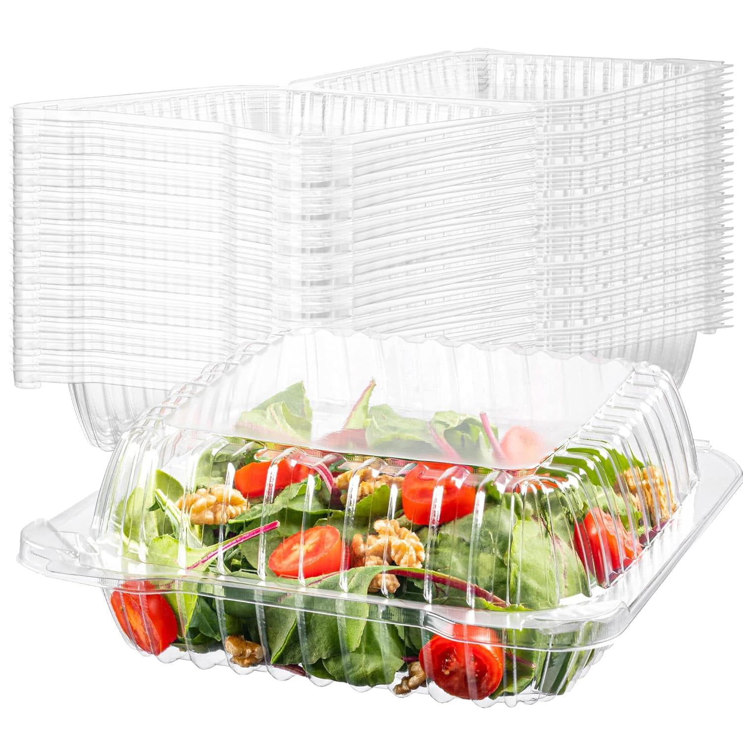 Togo 50 Clear Plastic Clamshell Food Containers - 8" X 8" X 3" Hinged ...