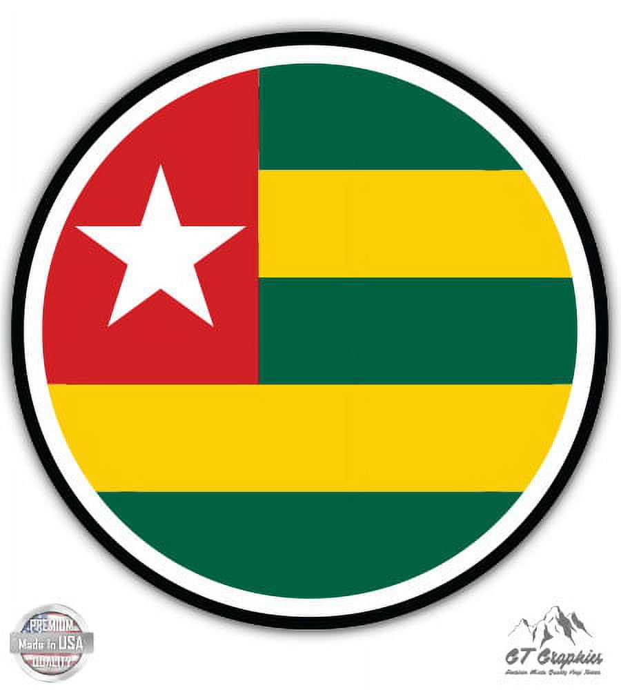 Togo Flag - 8" Vinyl Sticker - For Car Laptop I-Pad - Waterproof Decal ...