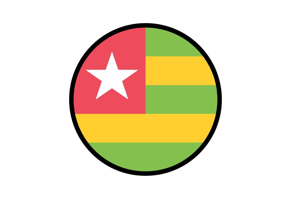 Togo Flag Circle Sticker Decal 4 inches - 4 inch - Walmart.com