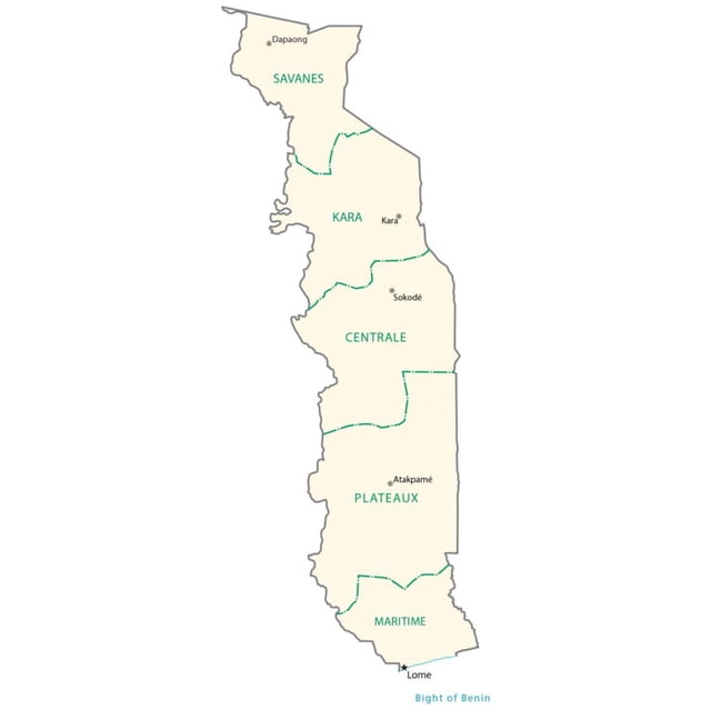Togo Regions Provinces Map GLOSSY POSTER PICTURE PHOTO PRINT BANNER ...