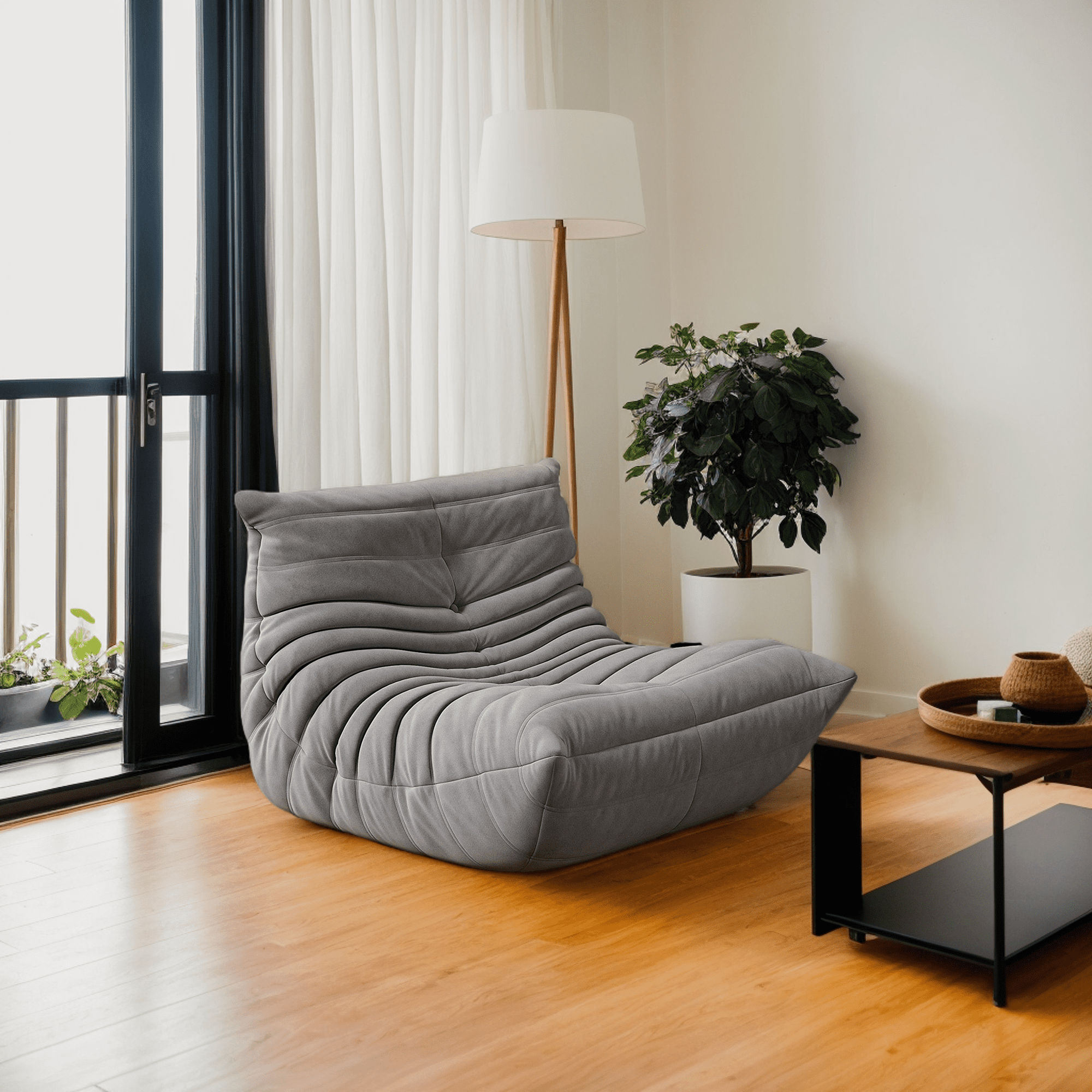 Togo Sofa, Bean Bag Chairs, Armless Lazy Floor Lounge Chair(Microsuede ...