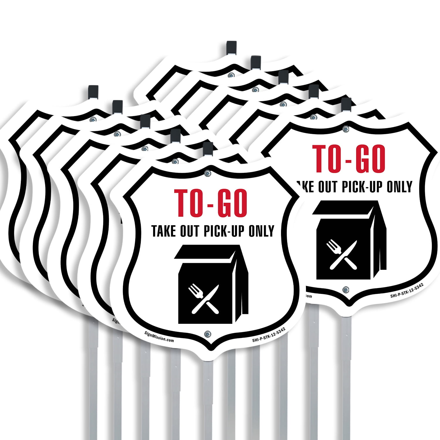 Togo Takeout Pickup Only (10 Pack) 12 inch X 12 inch Shield Shaped Rust ...