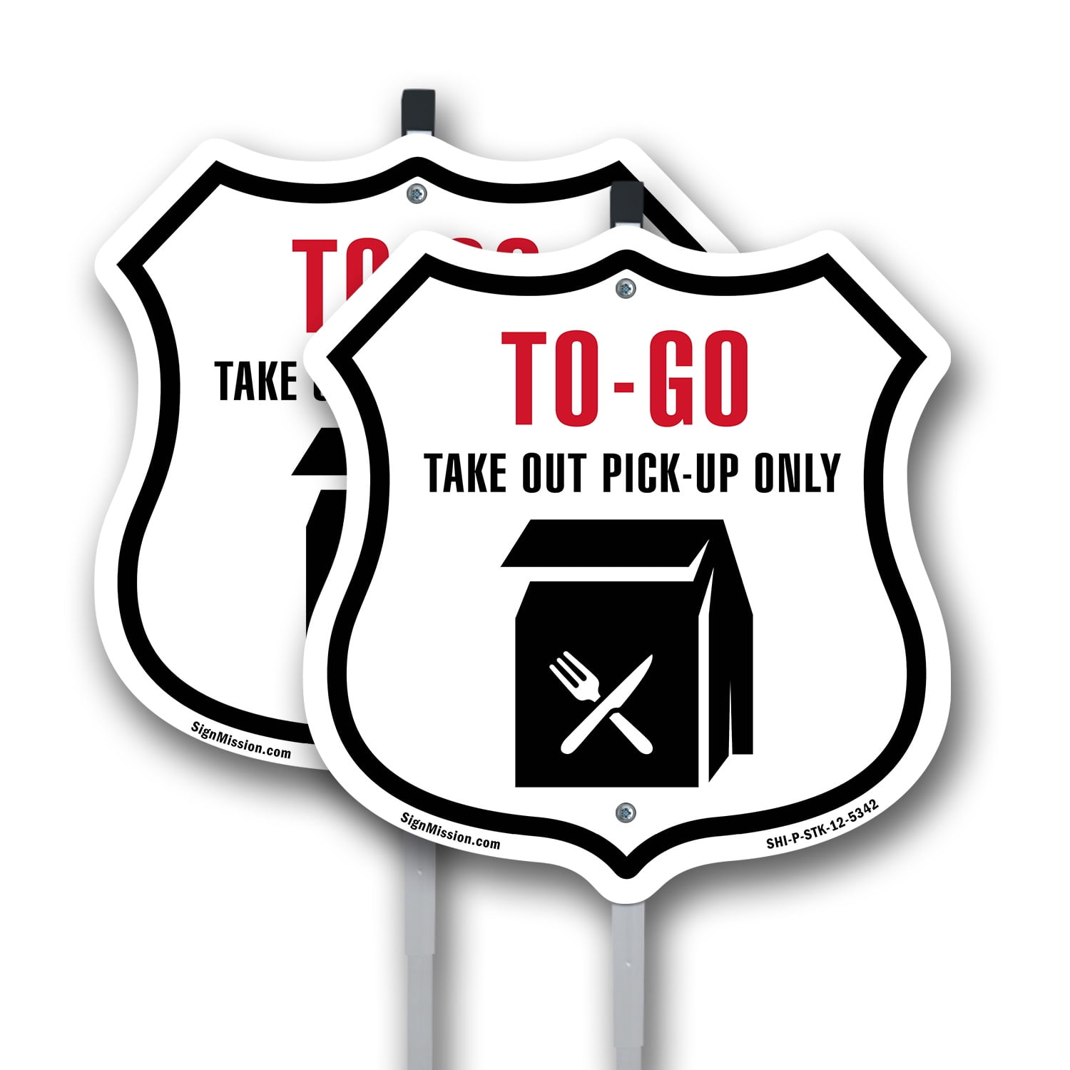 Togo Takeout Pickup Only (2 Pack) 12 inch X 12 inch Shield Shaped ...