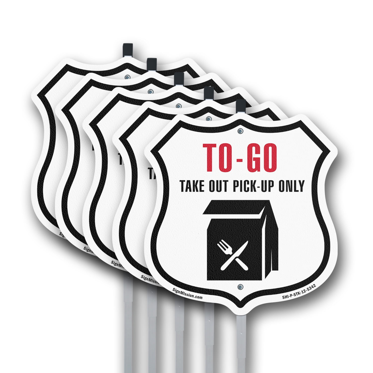 Togo Takeout Pickup Only (5 Pack) 12 inch X 12 inch Shield Shaped Rust ...
