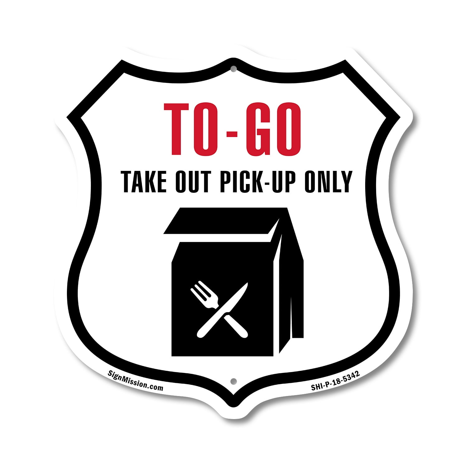 Togo Takeout Pickup Only (2 Pack) 12 inch X 12 inch Shield Shaped ...