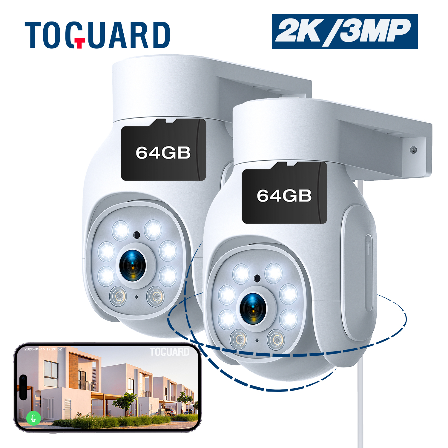Toguard SC22 2K/3MP Wired Security Camera Outdoor PTZ WiFi Zoom Dual ...