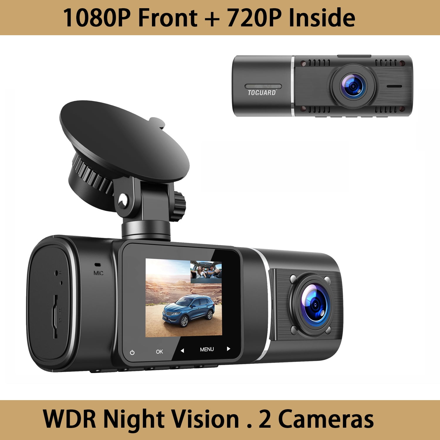 Toguard Dash Cam, 1080P FHD, 1.5 Inch LCD, IR Night Vision, Parking ...