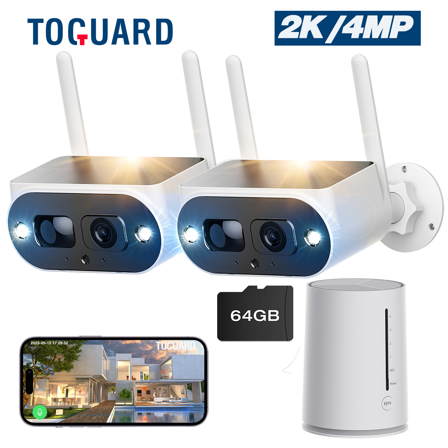 Toguard SC15 2K/4MP Solar Security Camera System Outdoor Bullet ...
